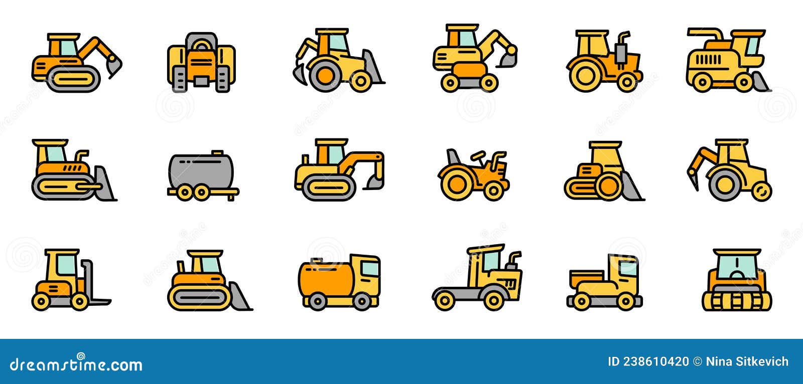 Agricultural Machines Icons Set Outline Vector. Harvest Combine Stock ... Agricultural Machines Icons Set Outline Vector. Harvest Combine Stock ...