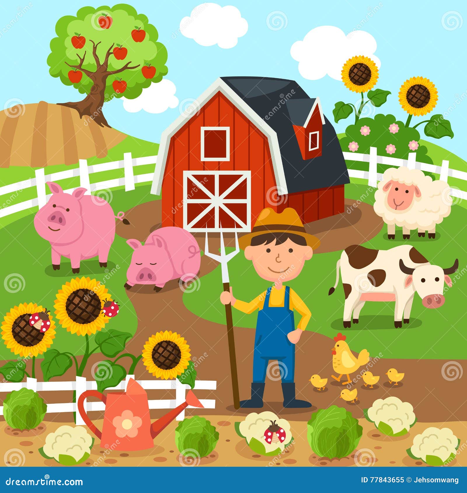 Agricultural Production,rural Landscape.illustration. Stock Vector ...