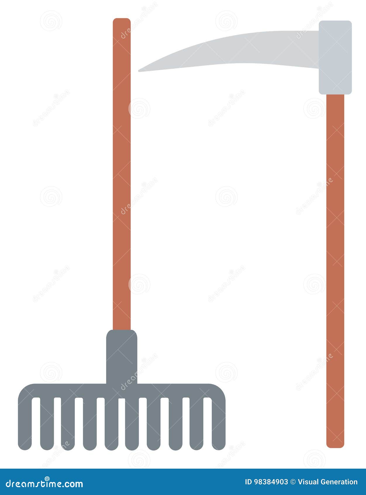 Agricultural Rake and Scythe. Stock Vector - Illustration of cutter ...