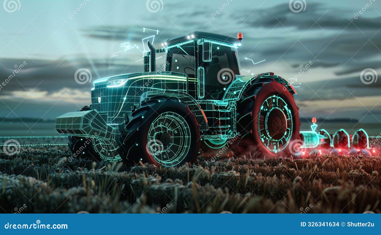 Agricultural Tech Design Holographic Tractor Precision Farming Stock ...