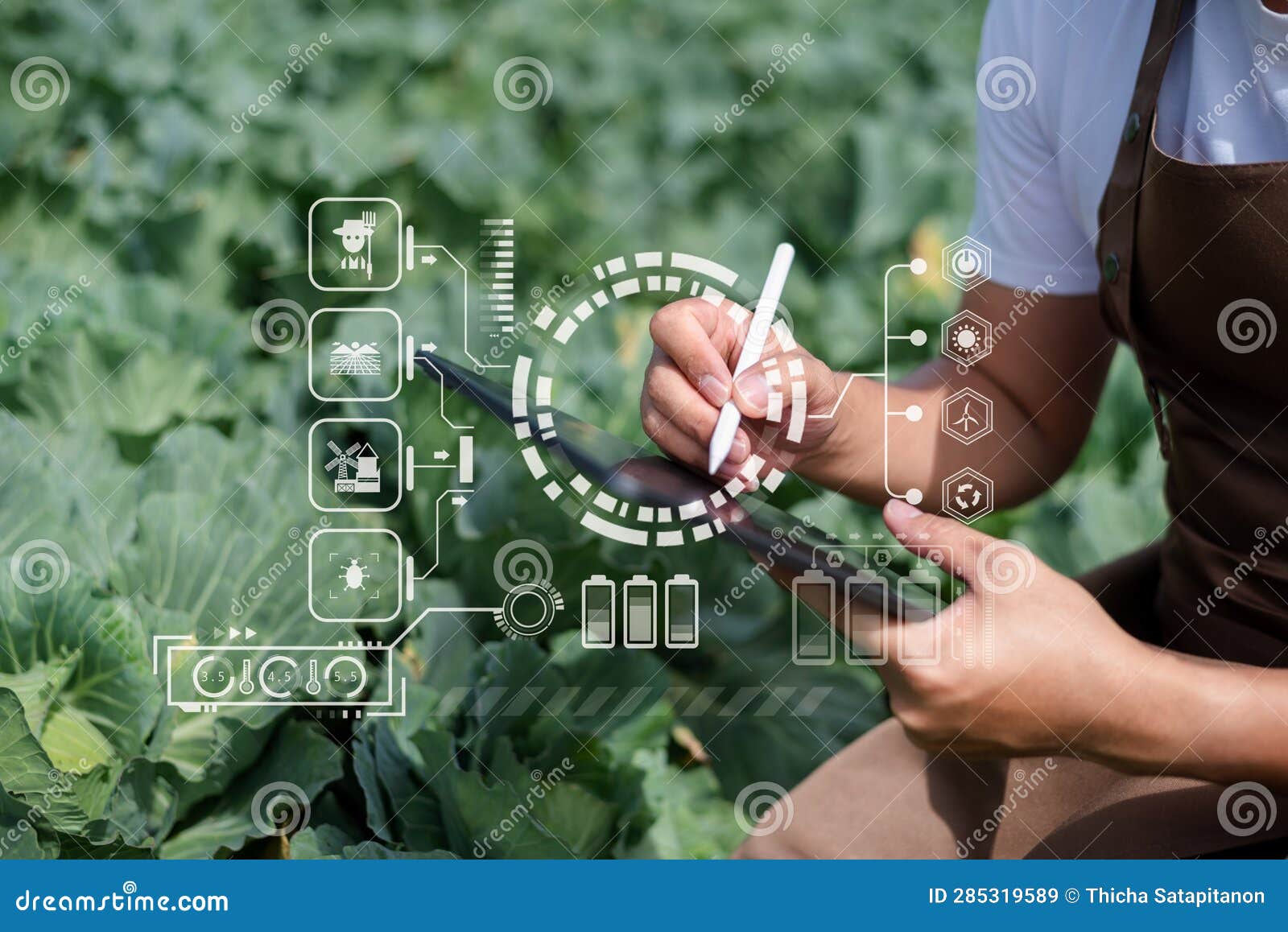 Agricultural Technology Farmer Man Using Tablet Computer Analyzing Data ...