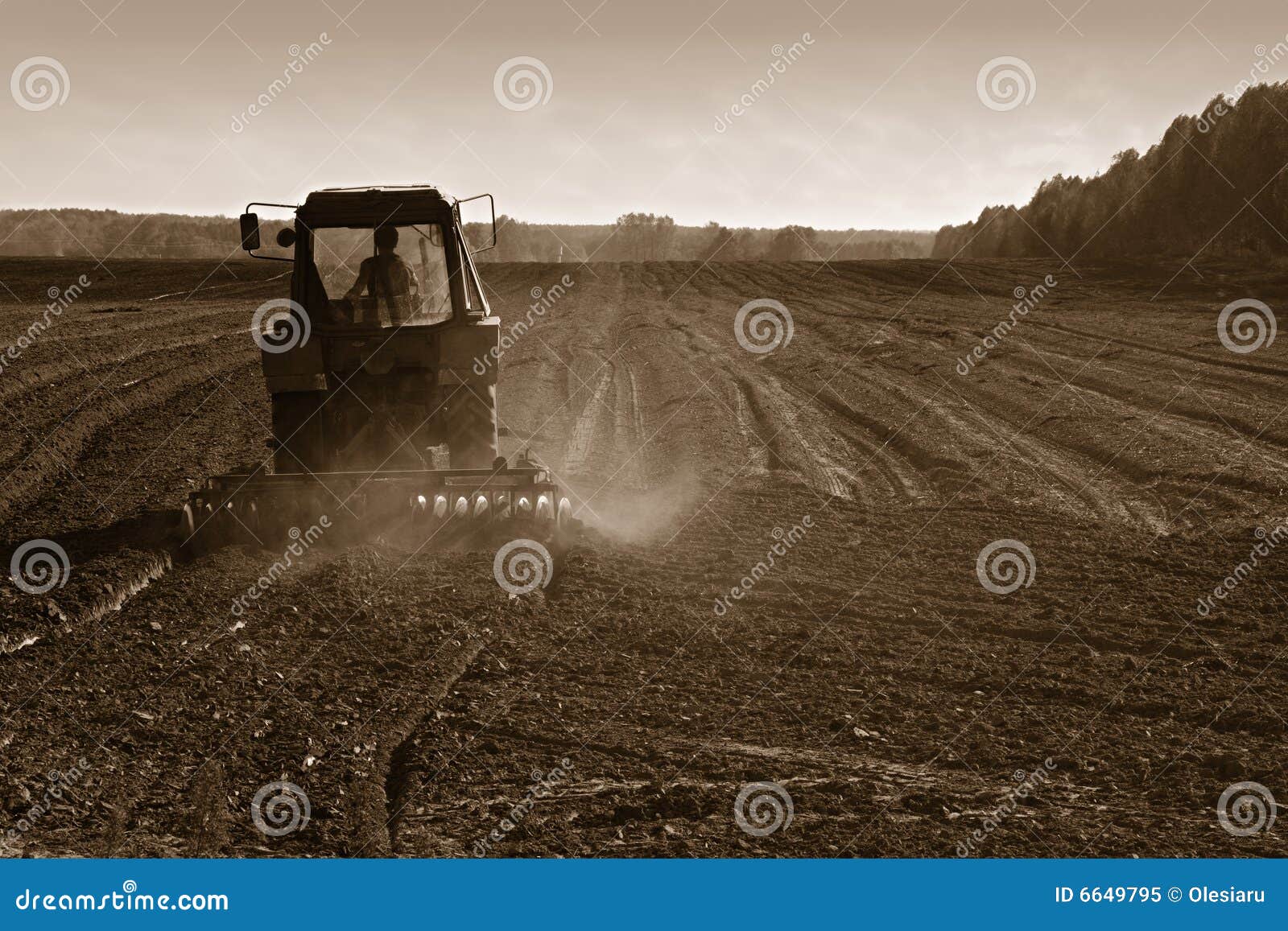 Agricultural Tractor Cultivating Land Stock Image - Image of piece ...