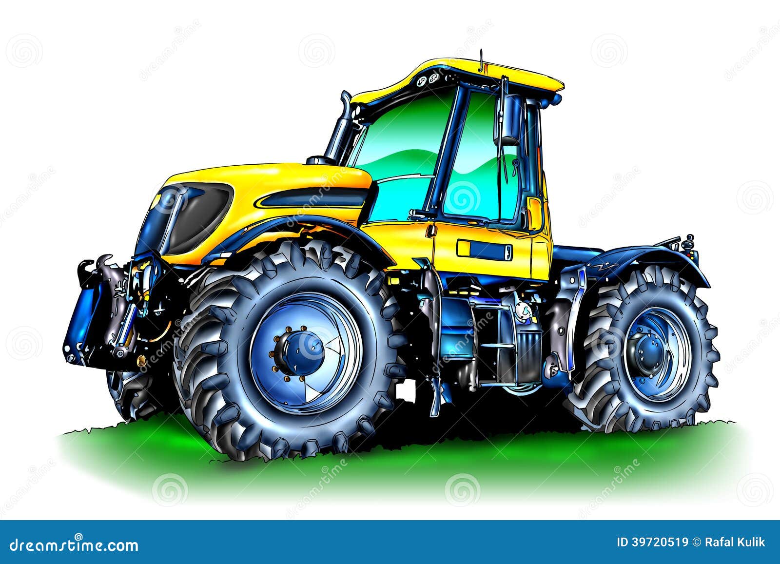 Agricultural Tractor Illustration Color Art Stock Illustration ...