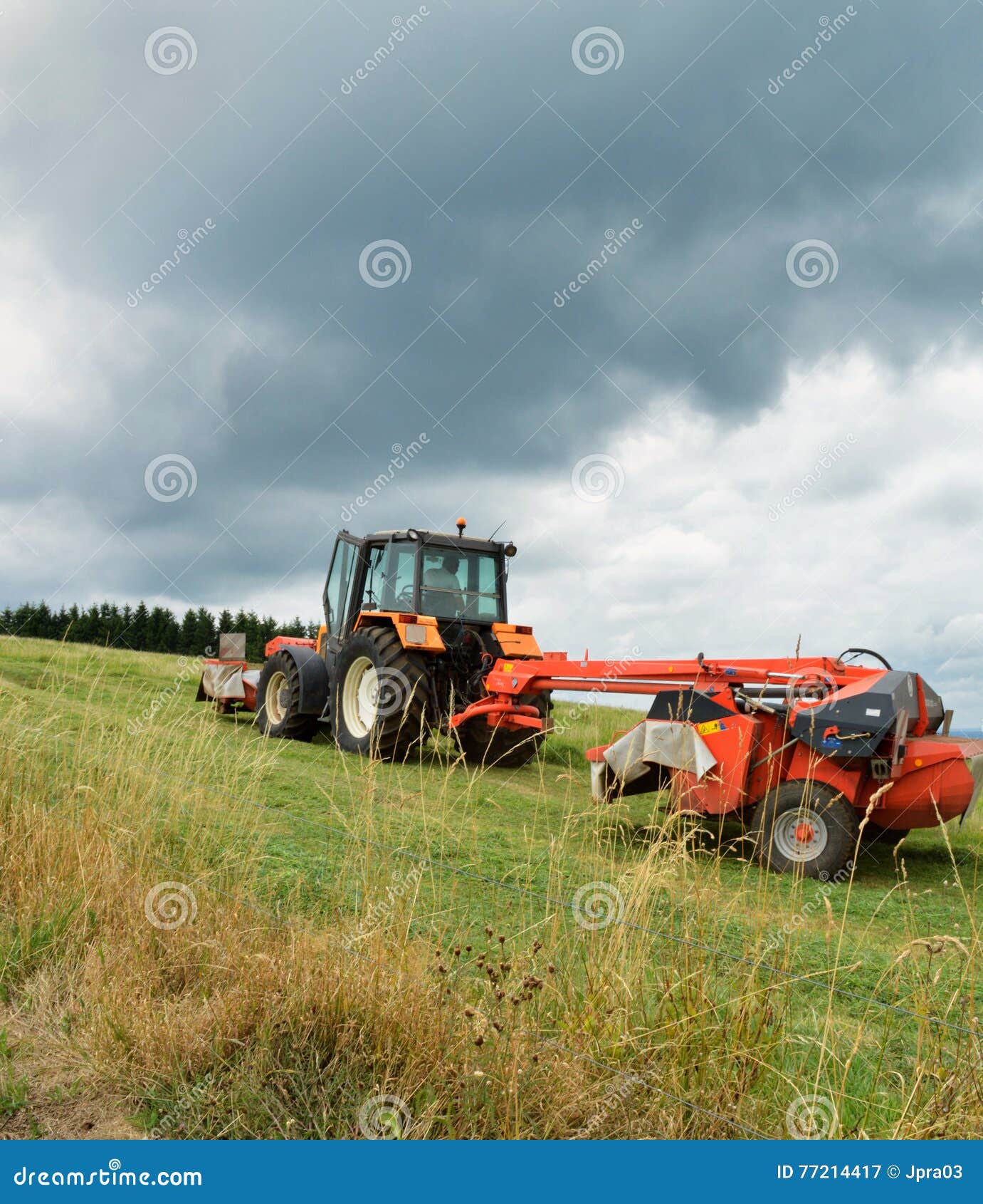 An Agricultural Tractor with a Mower Editorial Photography - Image of ...