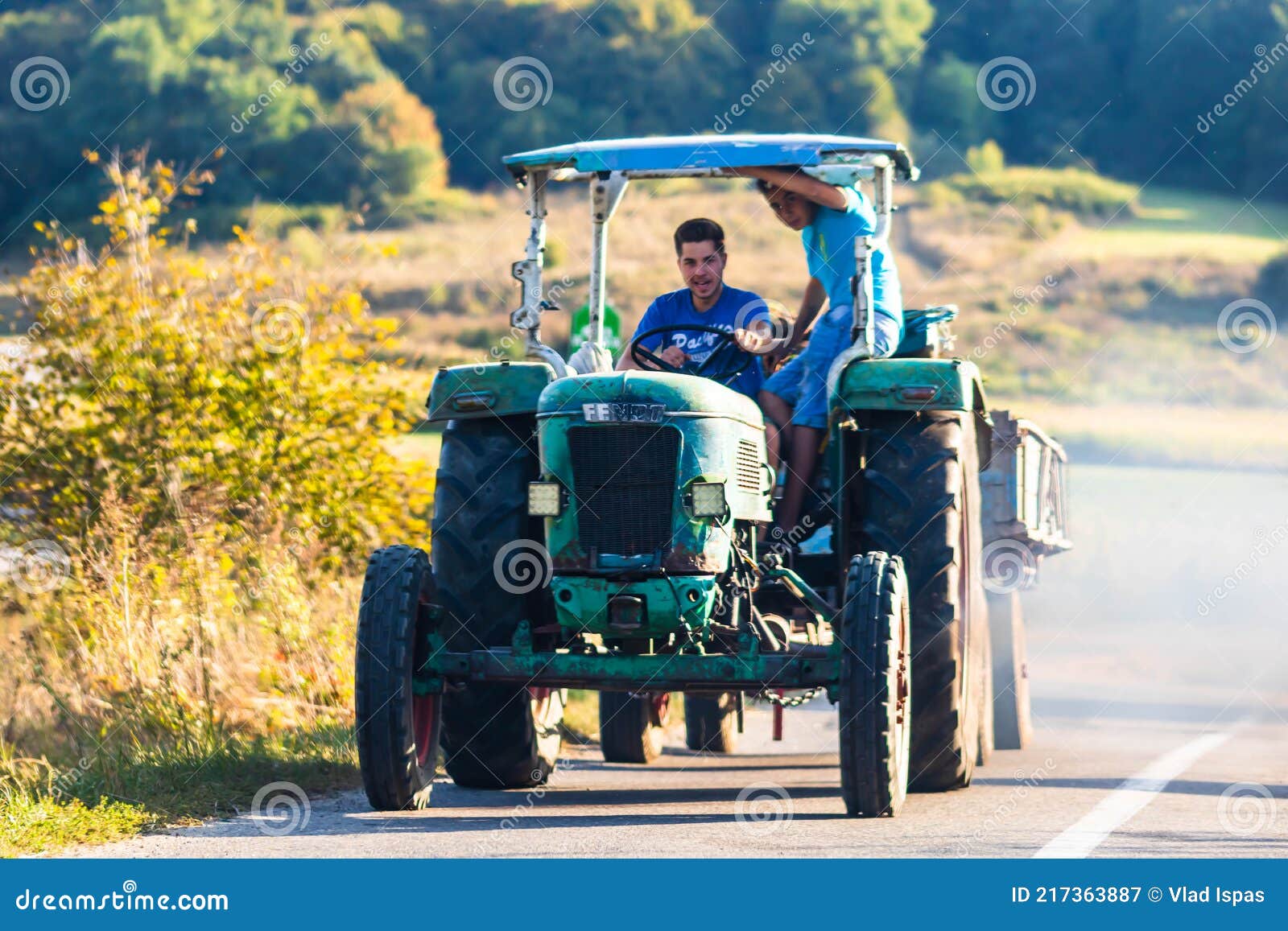 Agricultural Tractor on Road in Viscri, Romania, 2021 Editorial ...