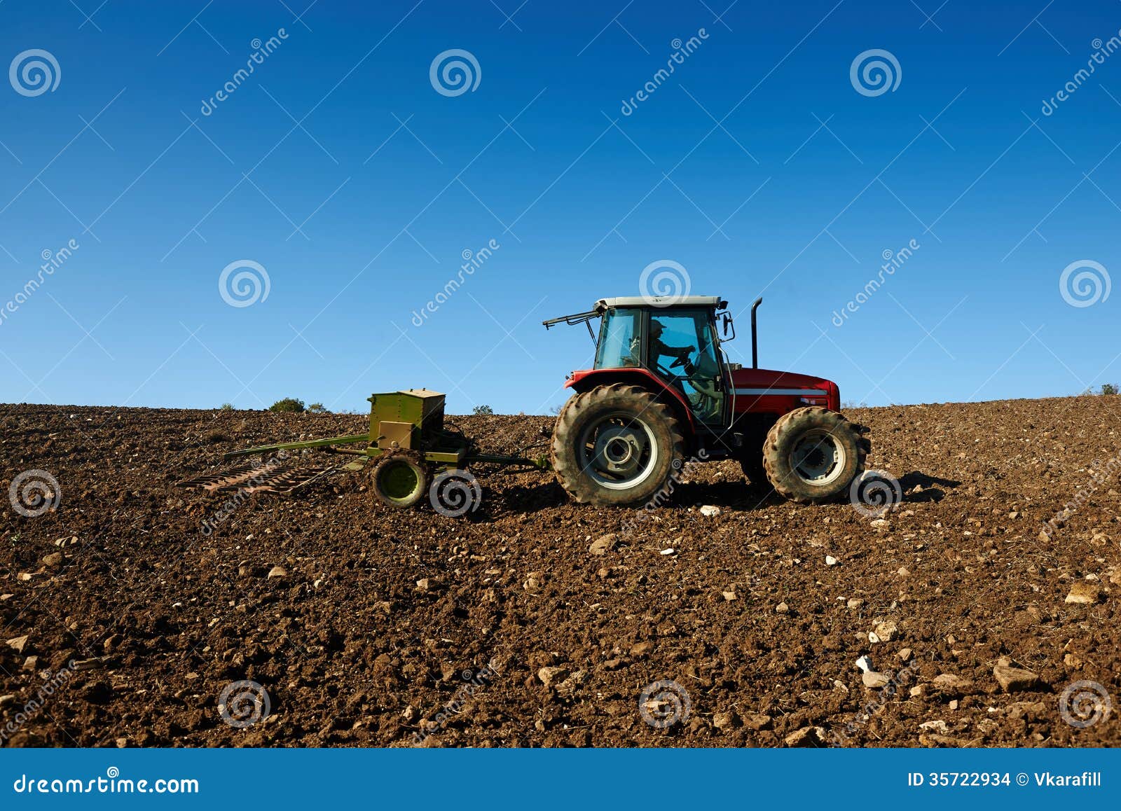 Agricultural Tractor Sowing Seeds Stock Photo - Image of planter ...