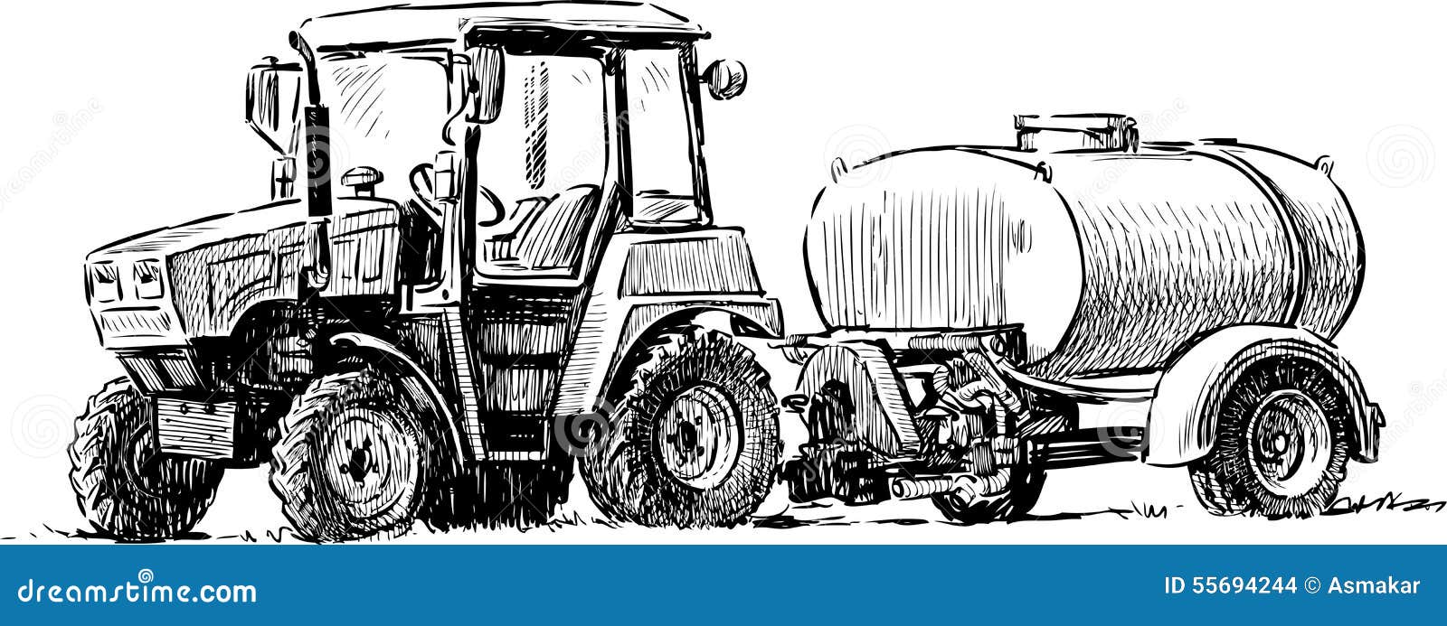 Agricultural tractor stock vector. Illustration of drawing - 55694244