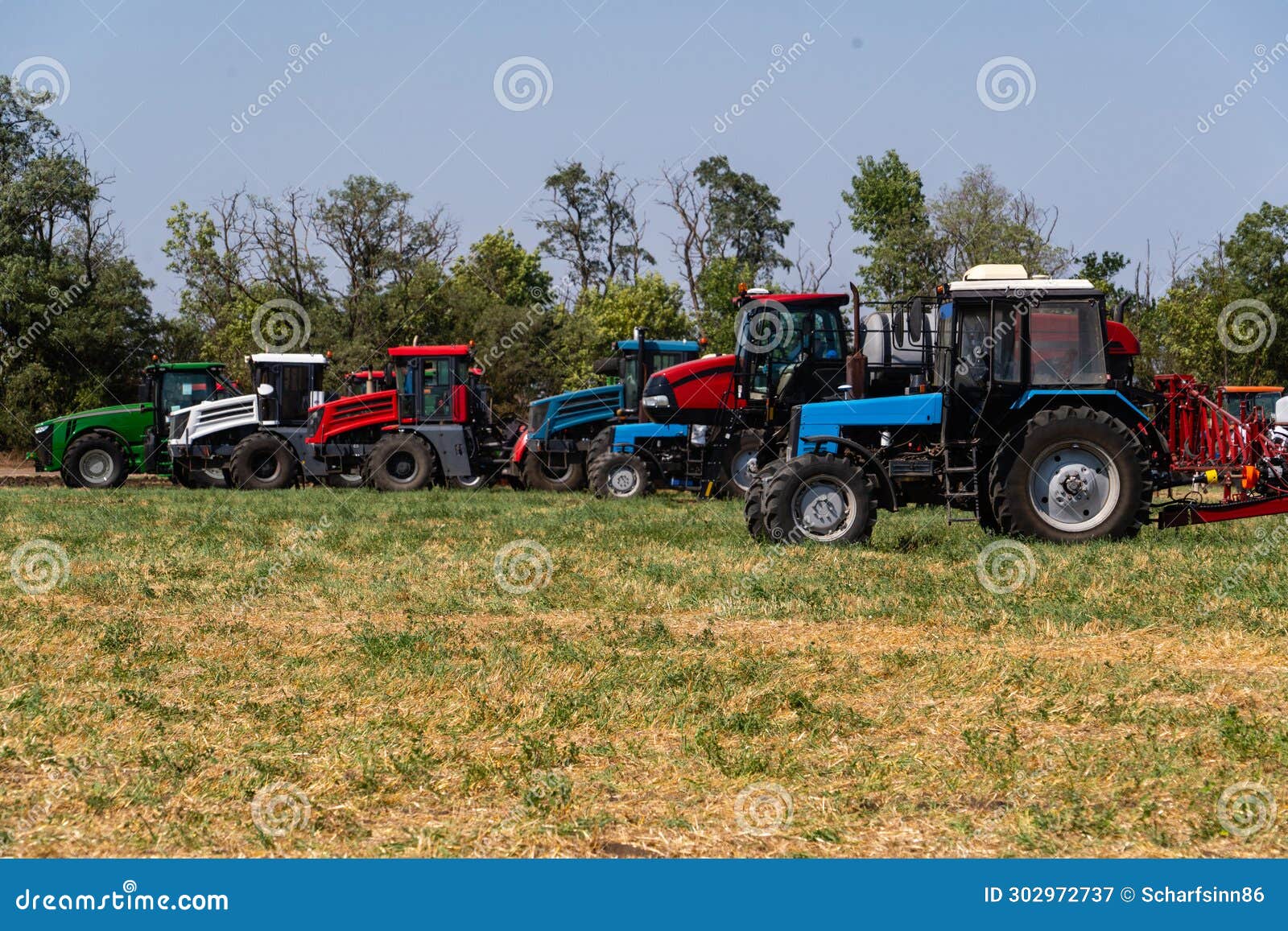 Agricultural Tractors on a Field Stock Image - Image of vehicle ...