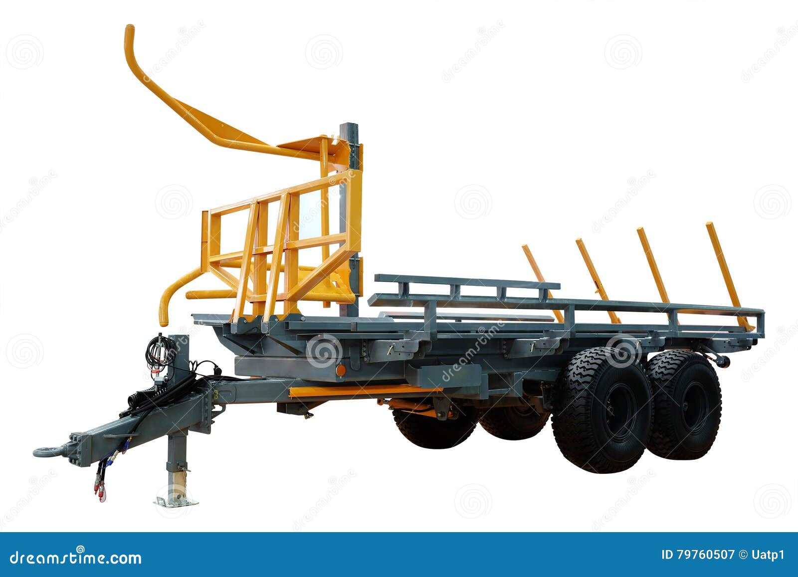 Agricultural Trailer Loaded With Six Hay Silage Bales Wrapped With ...