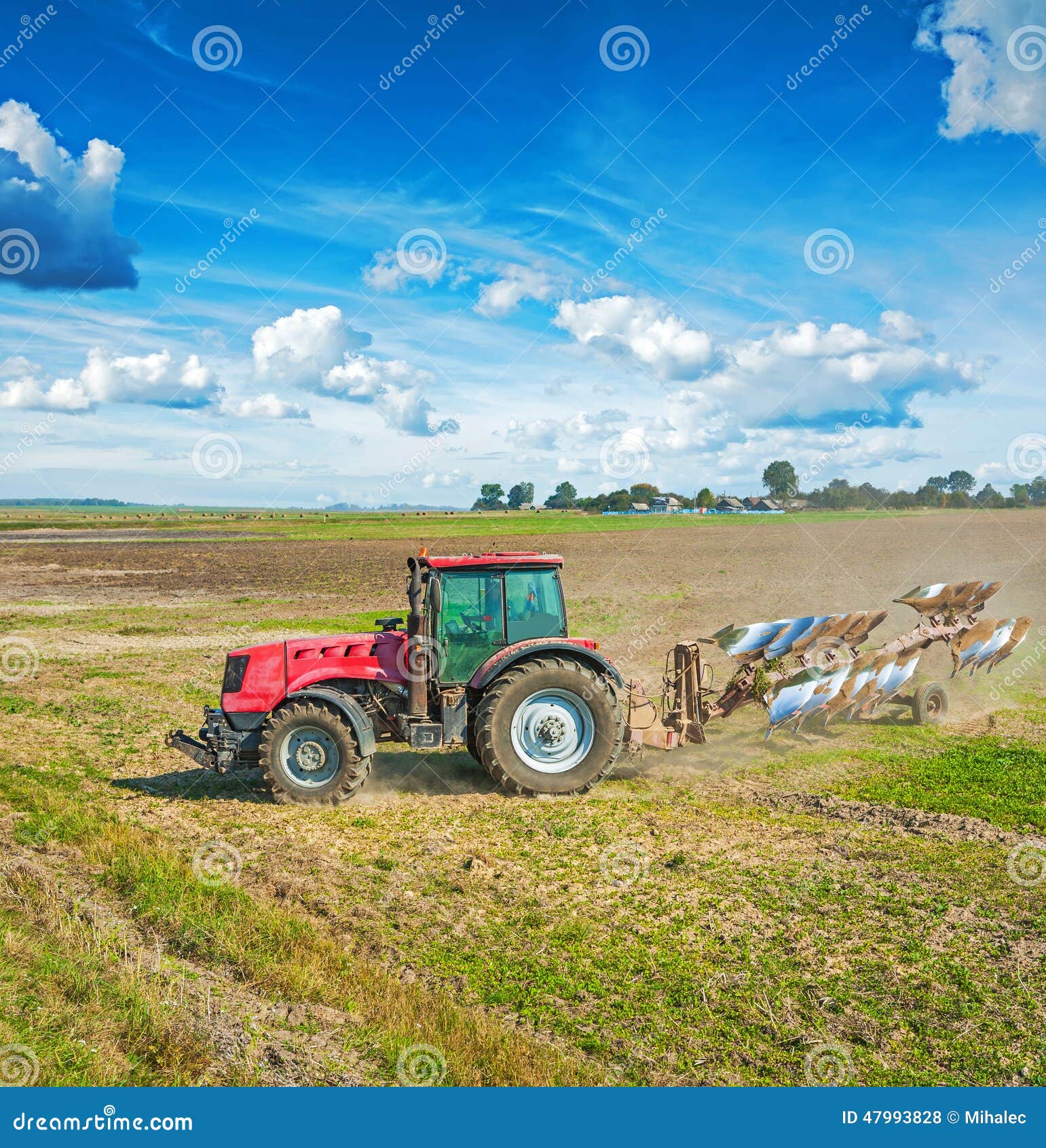 Top View Of The Tractor That Plows The Field. Disking The Soil. Soil ...