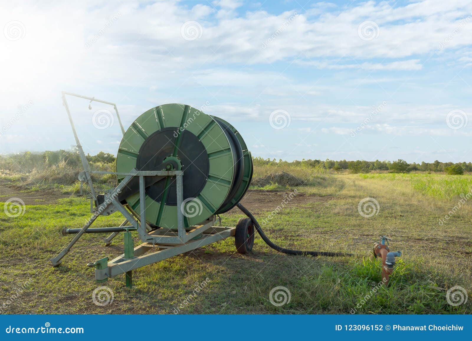 Agricultural Water Pipeline at Farm with Blue Sky. Stock Photo - Image ...