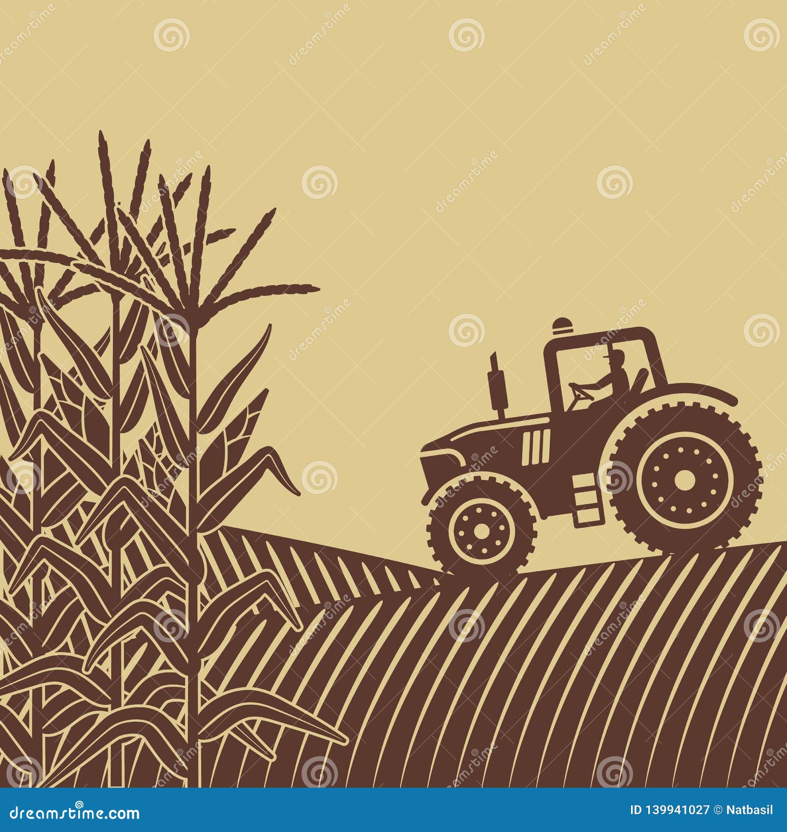 Agricultural Work in Corn Field Illustration Stock Vector ...