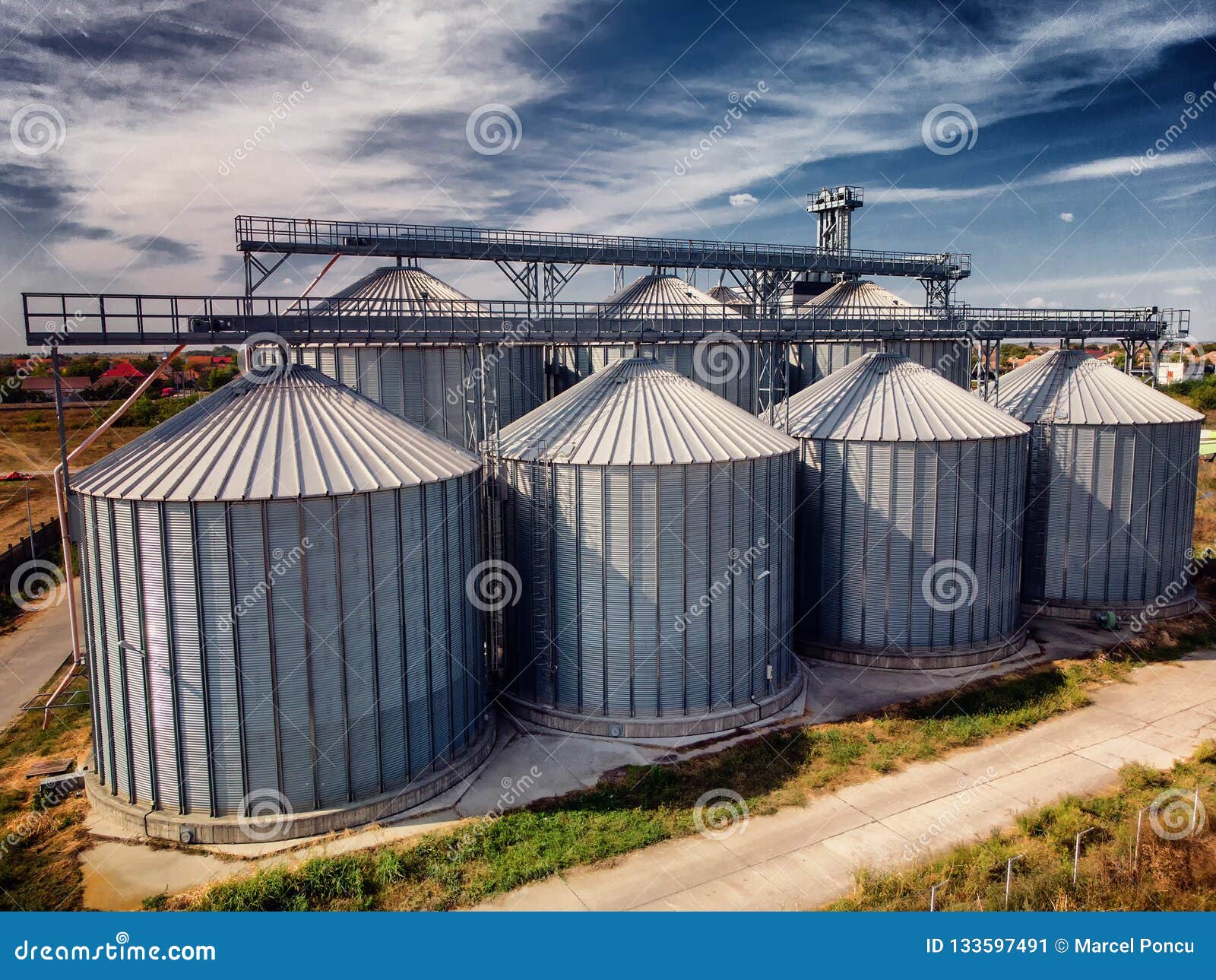 Agriculture Background Modern Silos for Storing Grain Harvest Stock ...