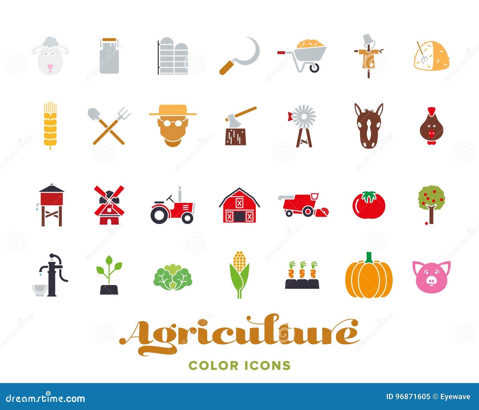 Agriculture Color Icon Collection Stock Vector - Illustration of ...