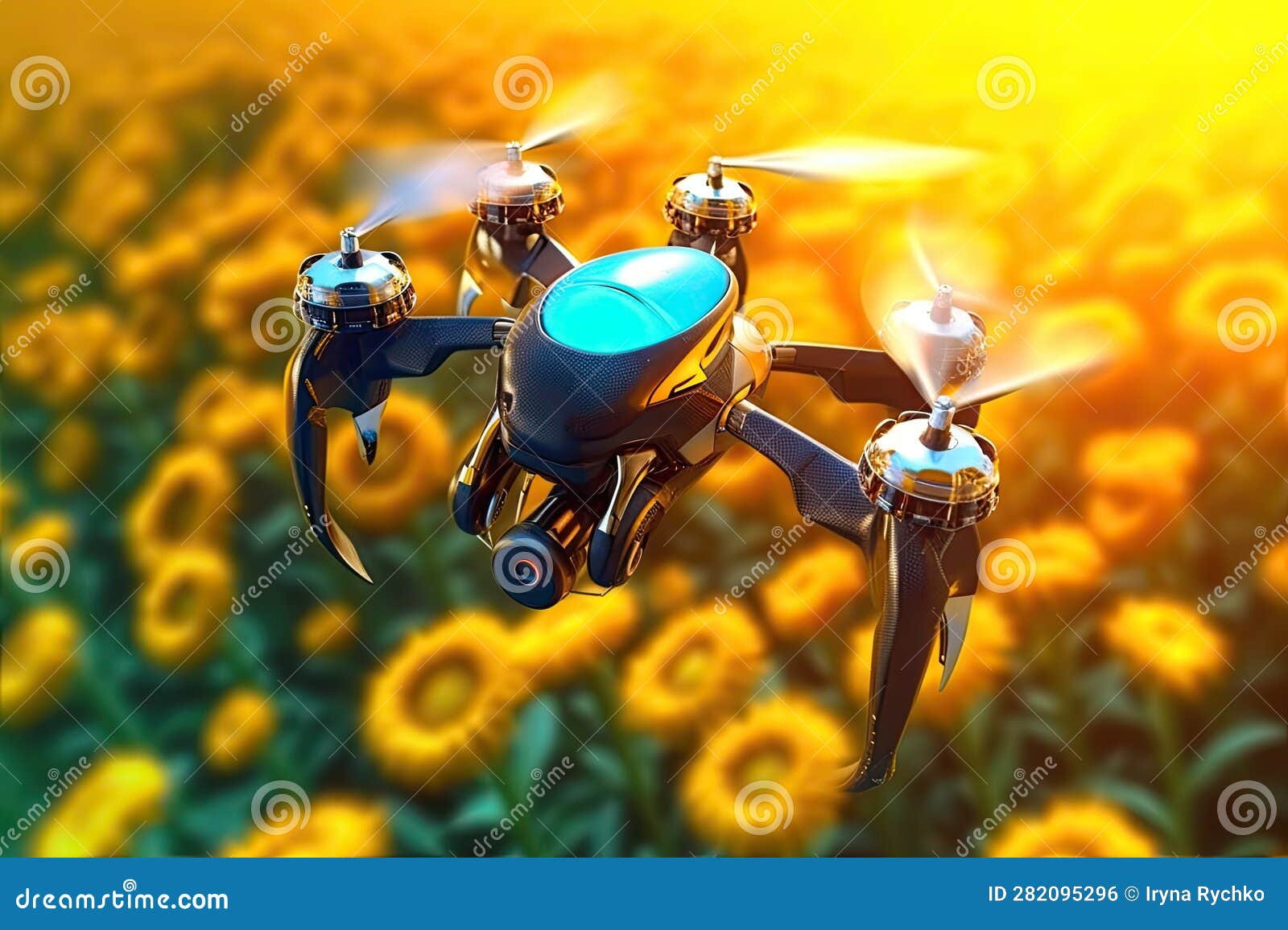 Agriculture Drone Fly on Fields. Ai Generated Stock Illustration ...