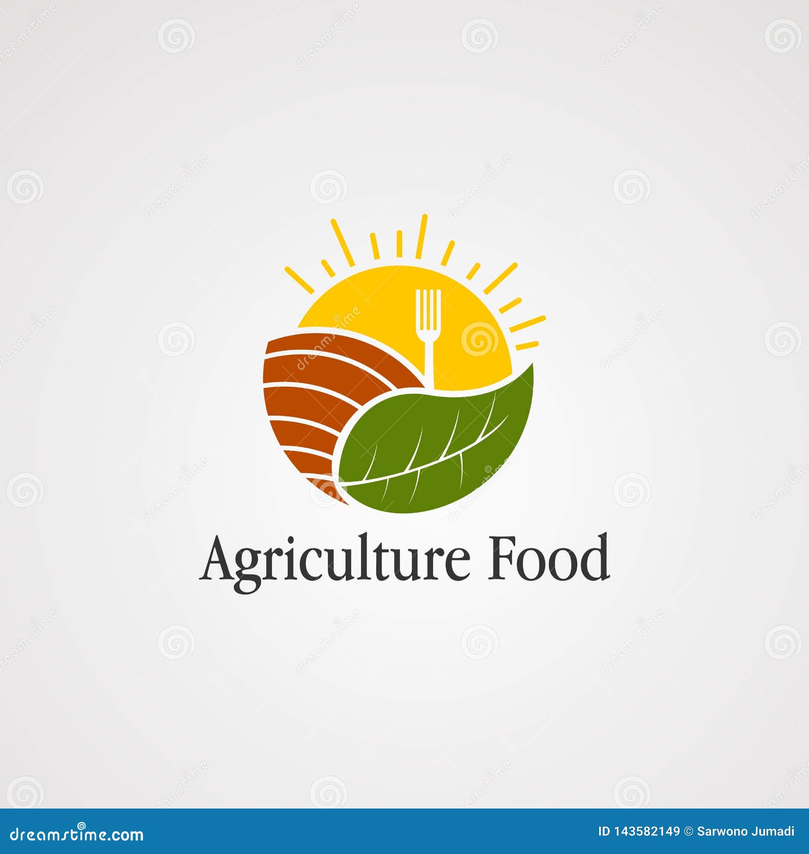 Agriculture Food with Sun, Leaf Logo Vector Icon, Element, and Template ...