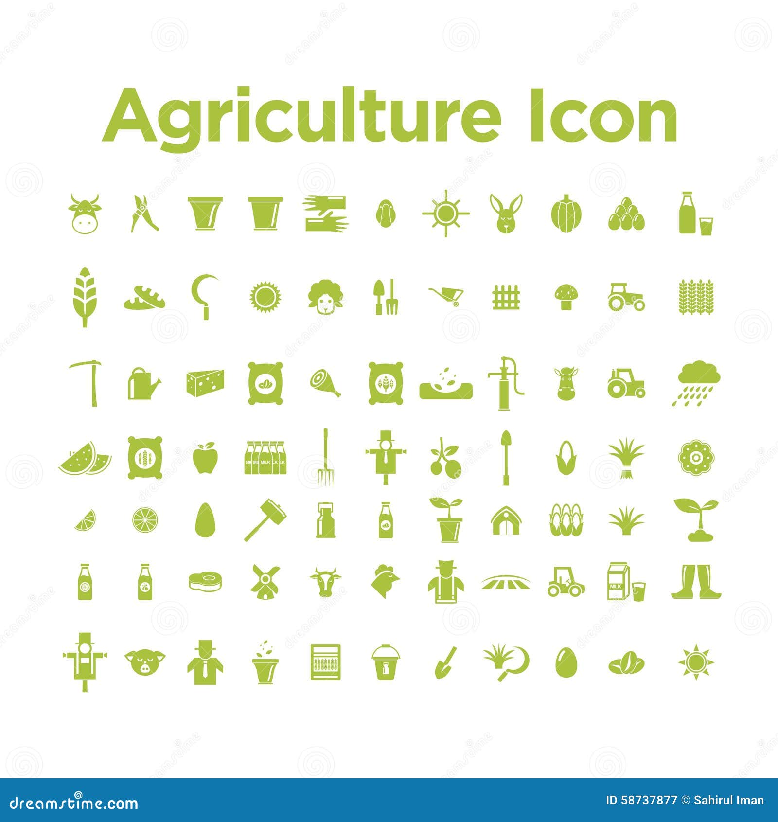 Agriculture Icon Set stock vector. Illustration of vector - 58737877