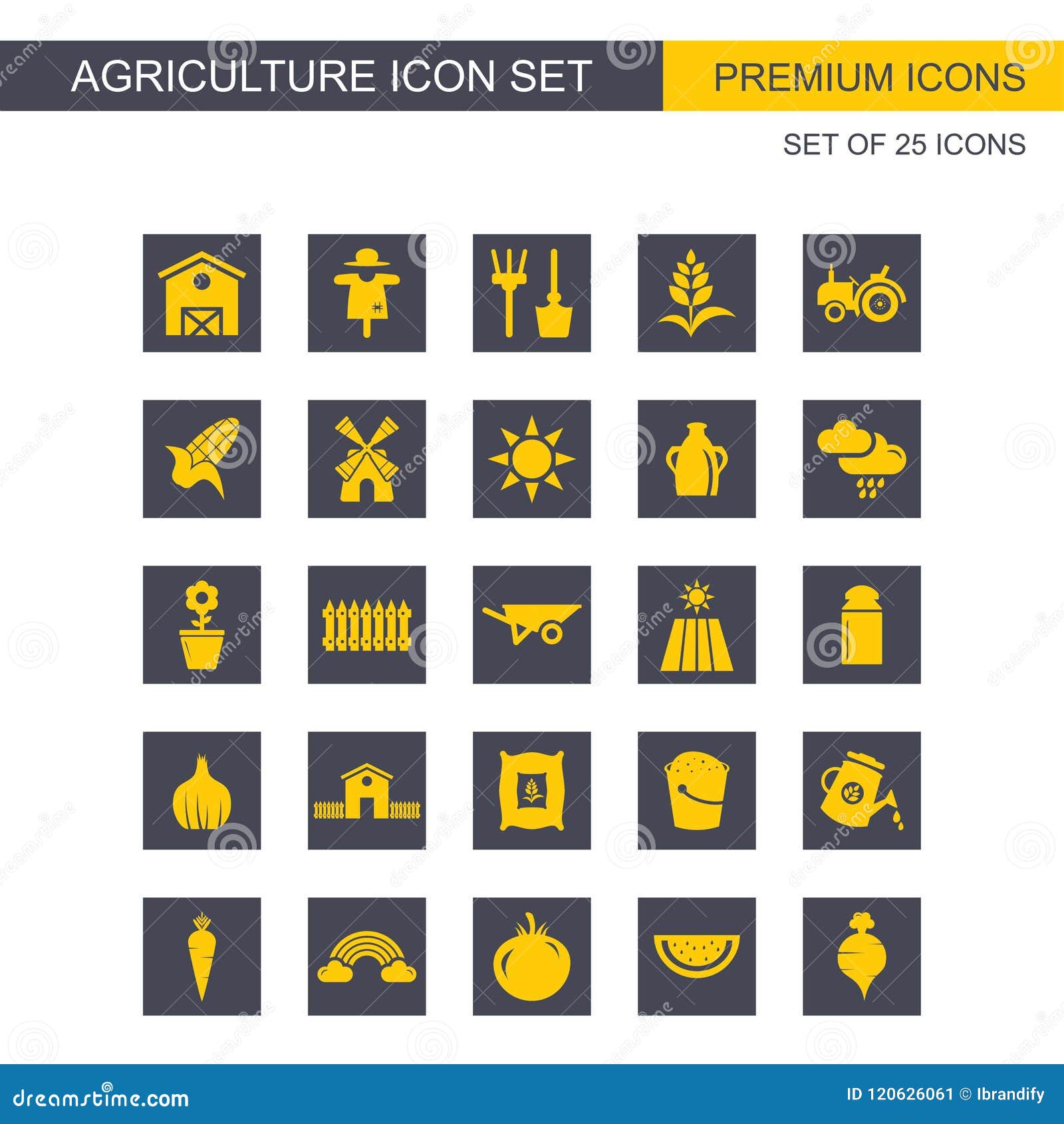 Agriculture Icons Set Vector Stock Vector - Illustration of food, crop ...