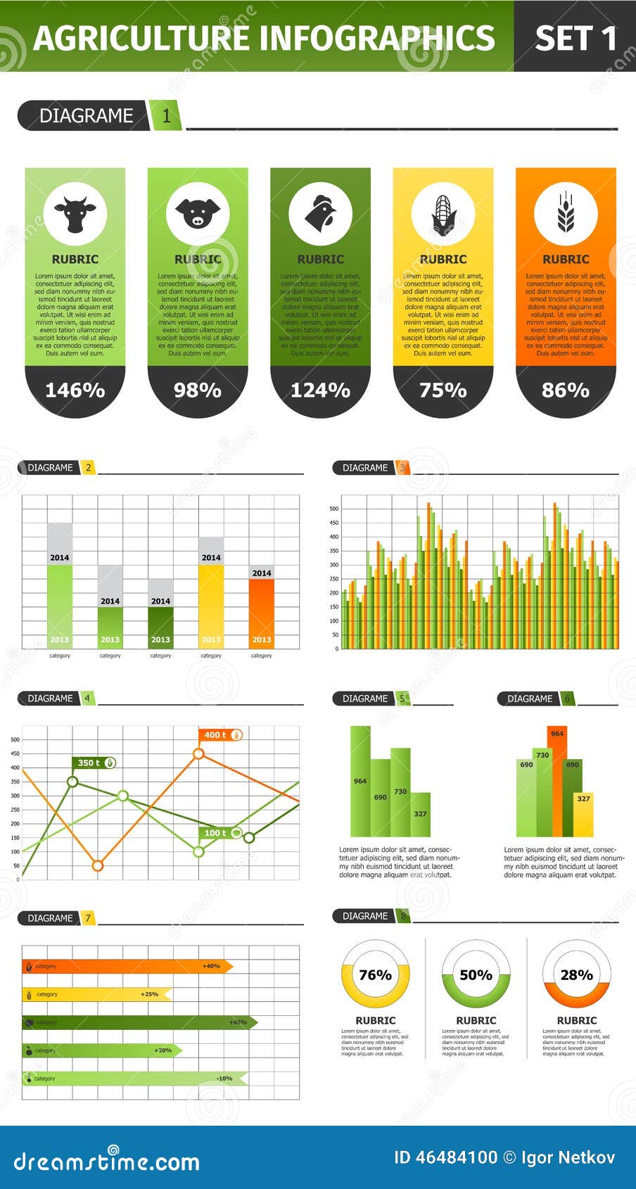 Agriculture Infographic Set Stock Vector - Illustration of collection ...