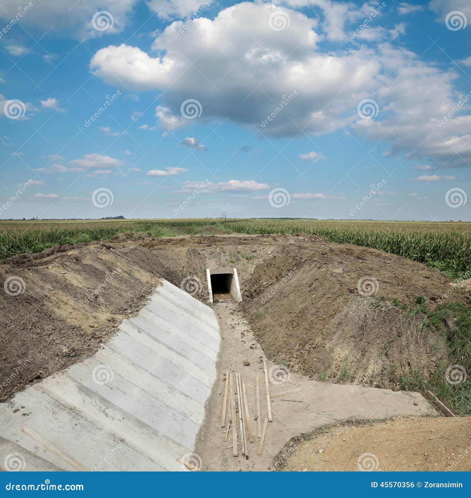 Agriculture, Irrigation Channel Construction Site in Field Stock Photo ...