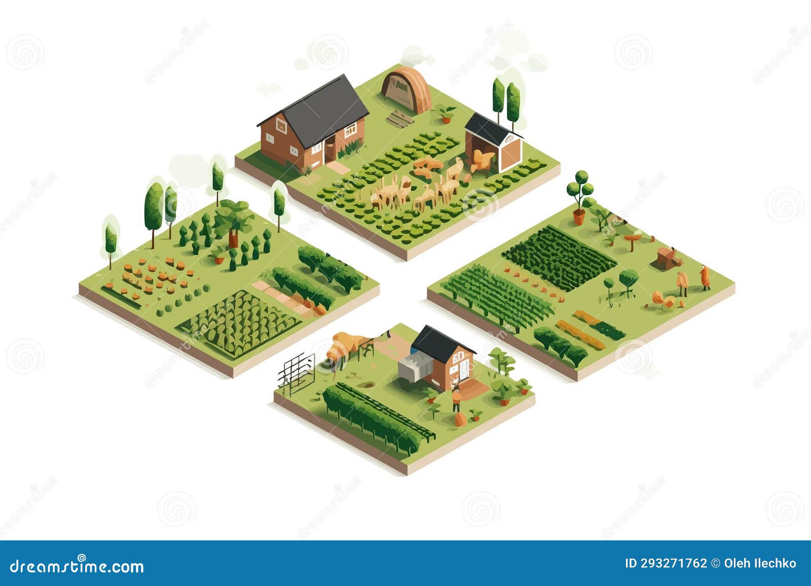 Agriculture Isometric Vector Flat Minimalistic Isolated Illustration ...