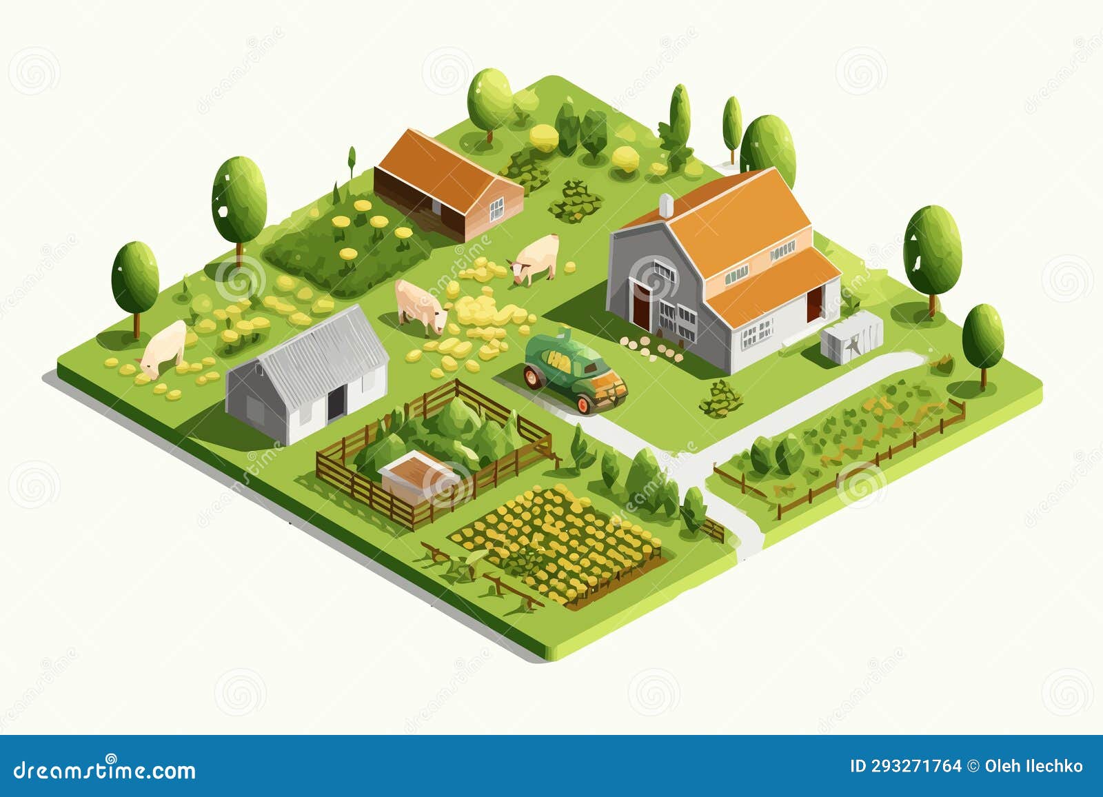 Agriculture Isometric Vector Flat Minimalistic Isolated Illustration ...