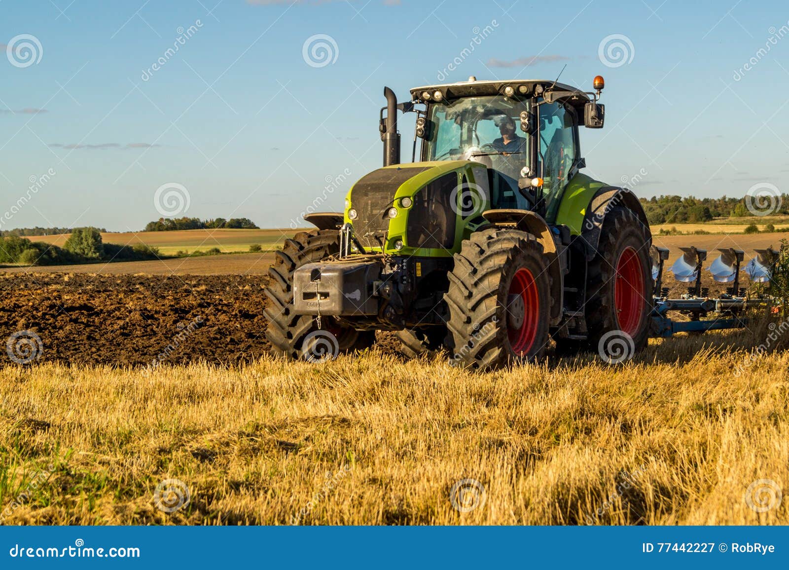 Agriculture Plowing Tractor on Wheat Cereal Fields Stock Image - Image ...