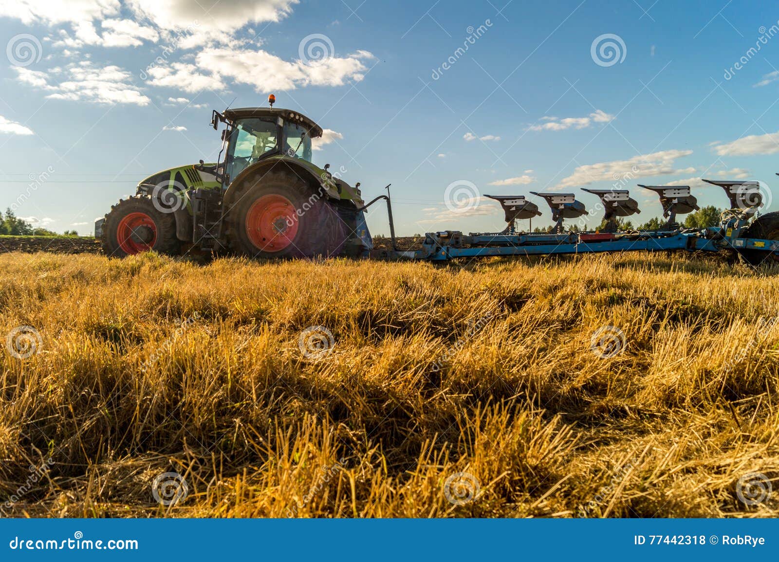 Agriculture Plowing Tractor on Wheat Cereal Fields Stock Photo - Image ...