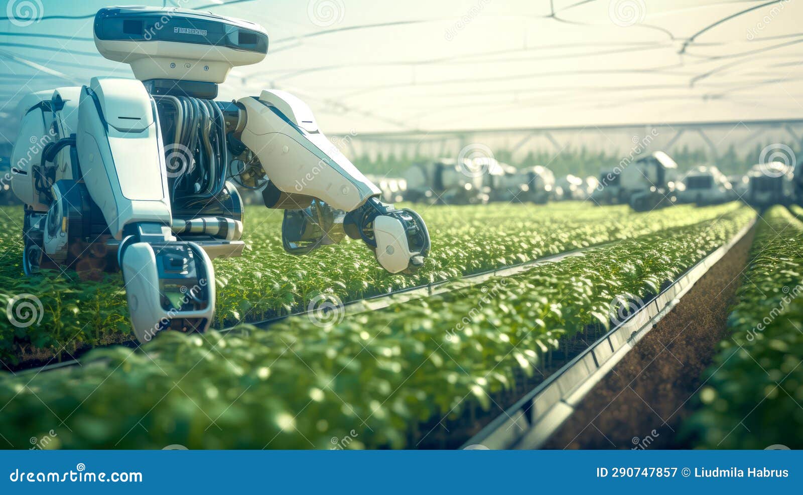 Agriculture By Robot Robotic Hand Planting Collecting Plants And Fruits ...