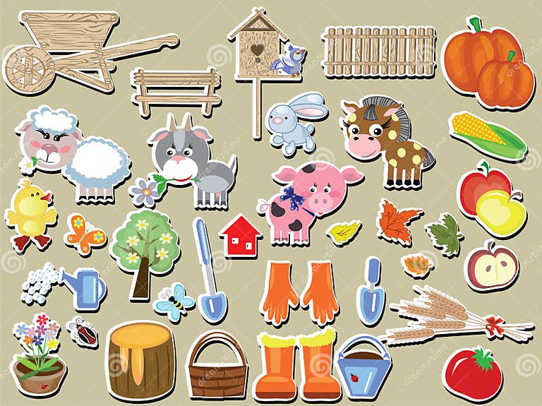 Agriculture stickers set stock vector. Illustration of food - 21221185
