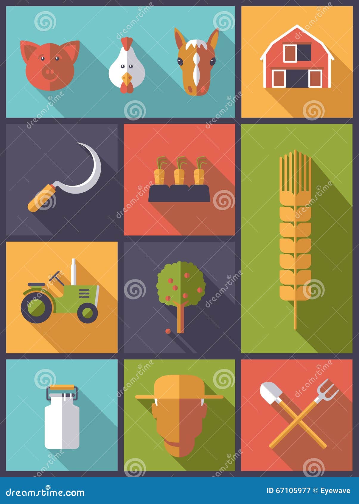 Agriculture Symbols Vector Illustration. Stock Vector - Illustration of ...