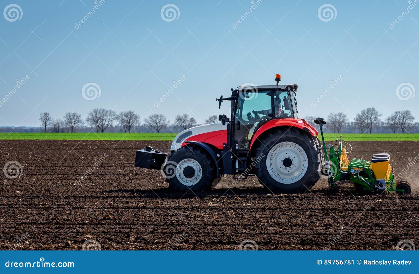 Agriculture Tractor Sowing Seeds. Stock Image - Image of equipment ...