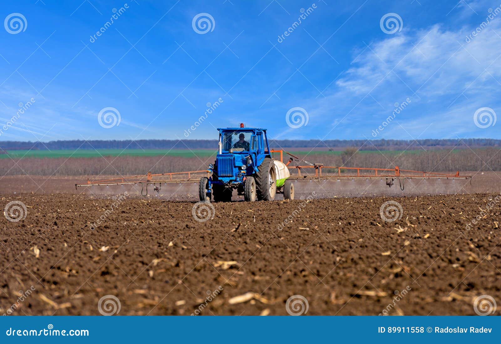 Agriculture Tractor Sowing Seeds. Stock Photo - Image of plow ...