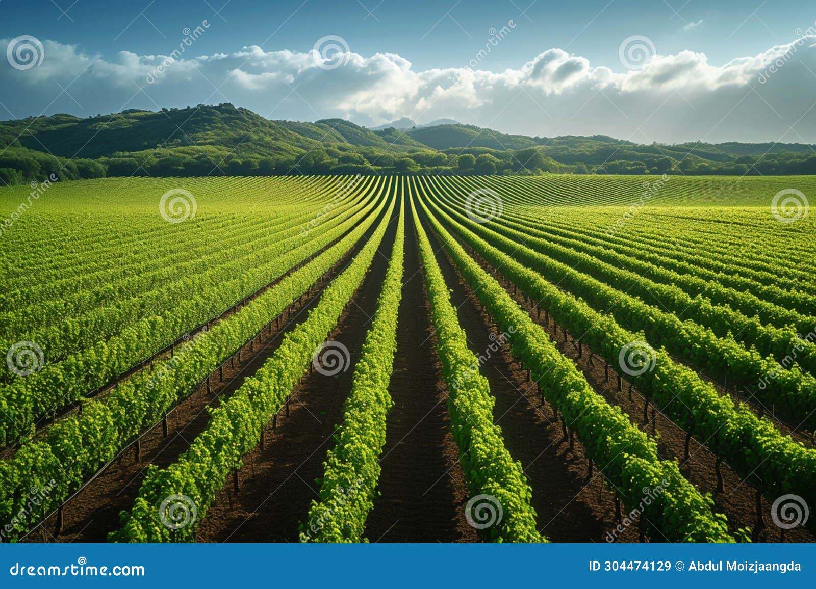 Agriculture View Green Field with Orderly Rows of Vines Stock ...