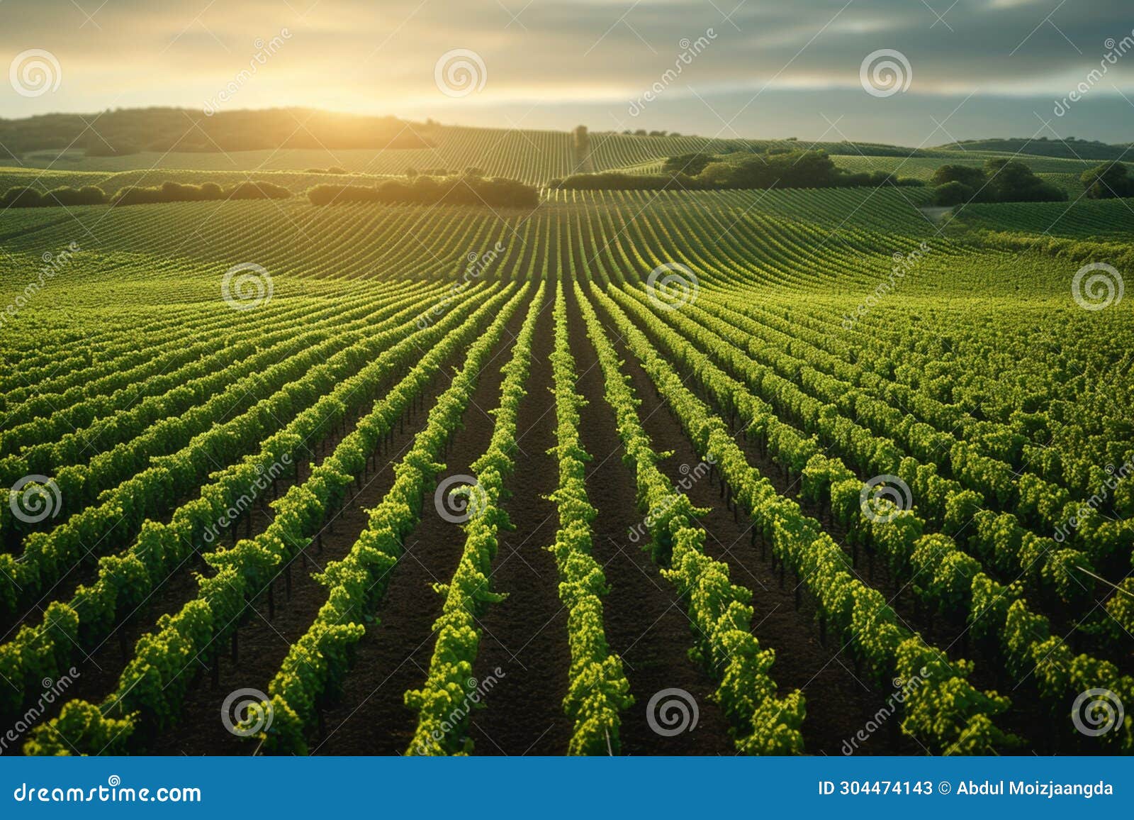 Agriculture View Green Field with Orderly Rows of Vines Stock ...