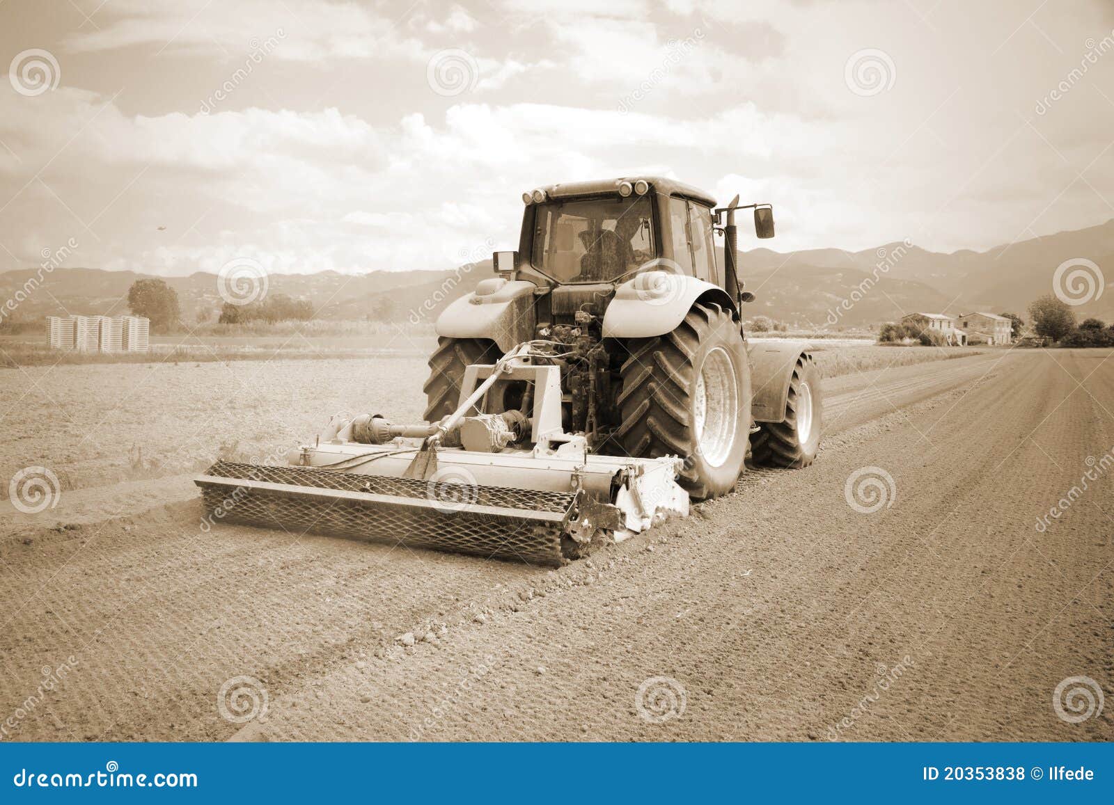 Agriculture, Vintage Farming Tractor Stock Photo - Image of dust, land ...