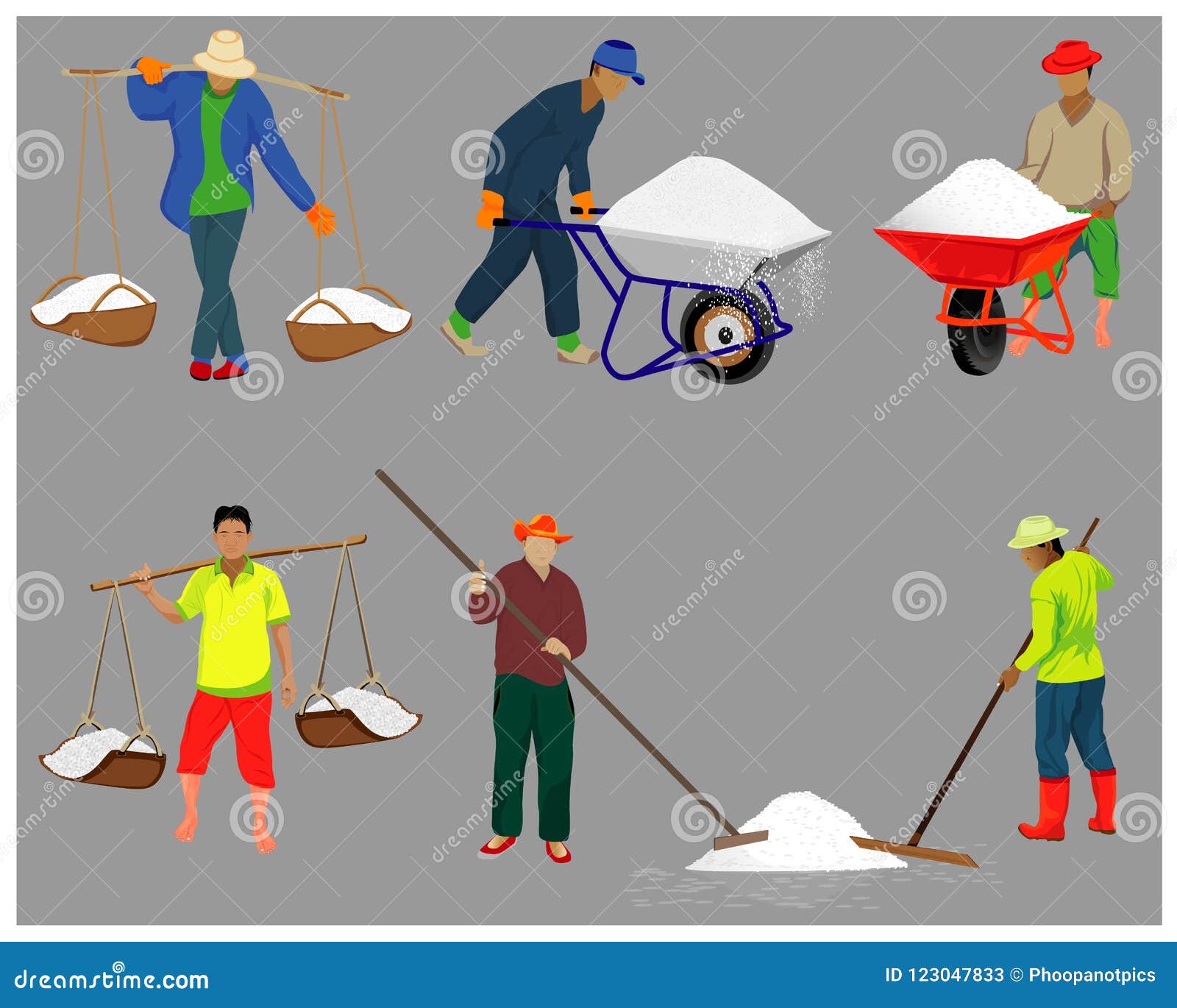 Agriculture Work in Saline Field Stock Vector - Illustration of briny ...