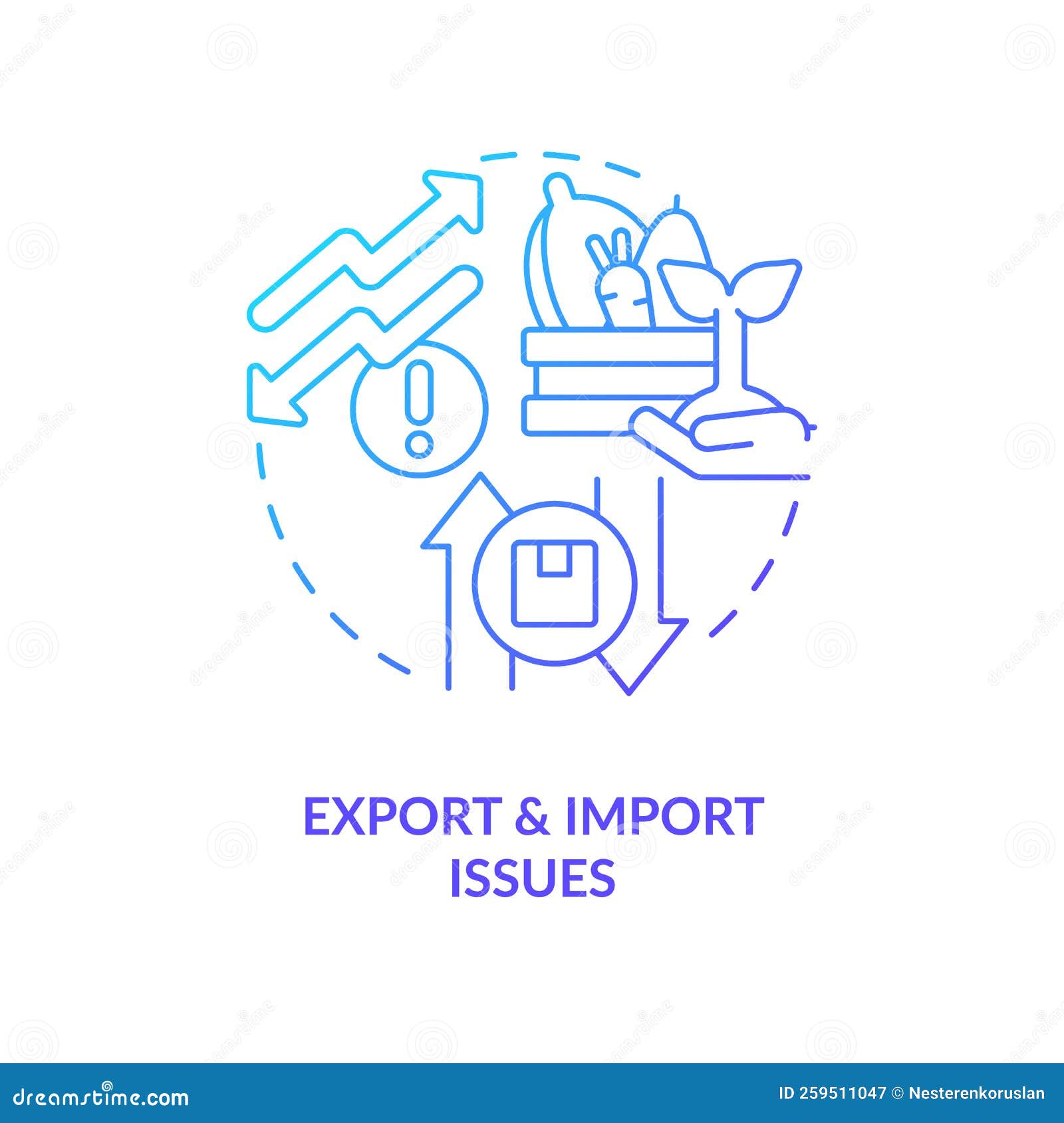 Agro Export and Import Issues Blue Gradient Concept Icon Stock Vector ...