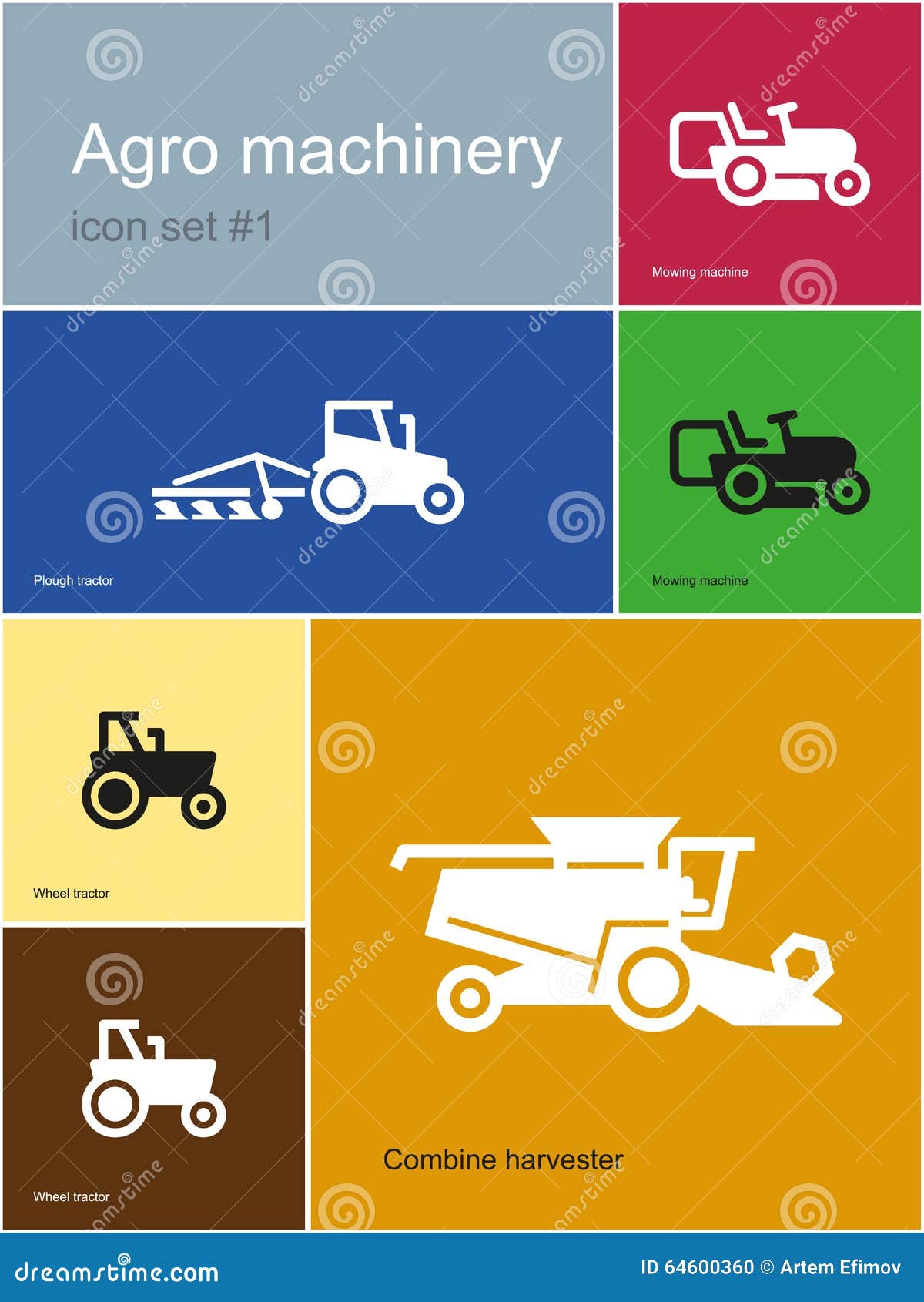 Agro machinery icons stock vector. Illustration of industry - 64600360