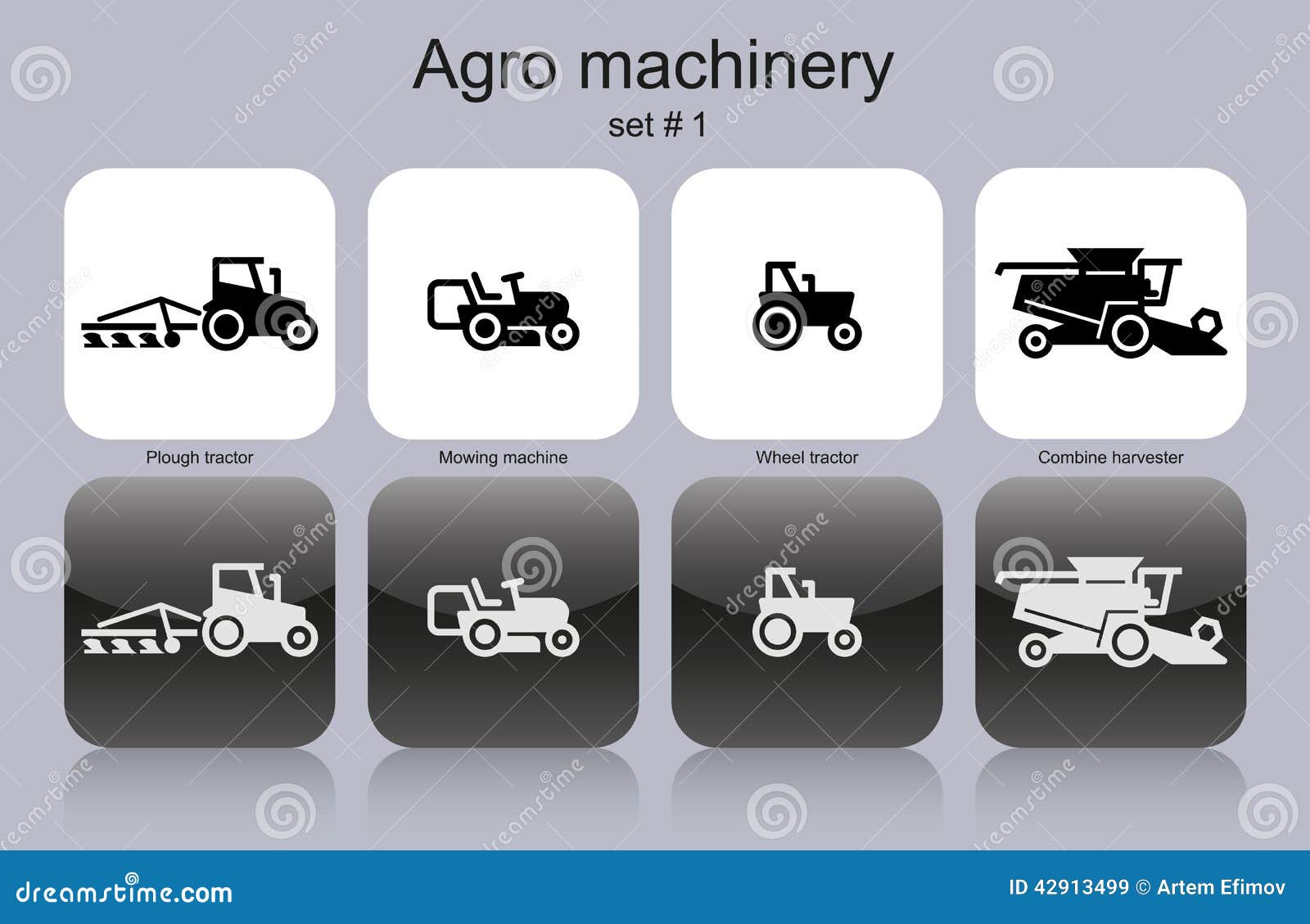 Agro machinery icons stock vector. Illustration of plough - 42913499
