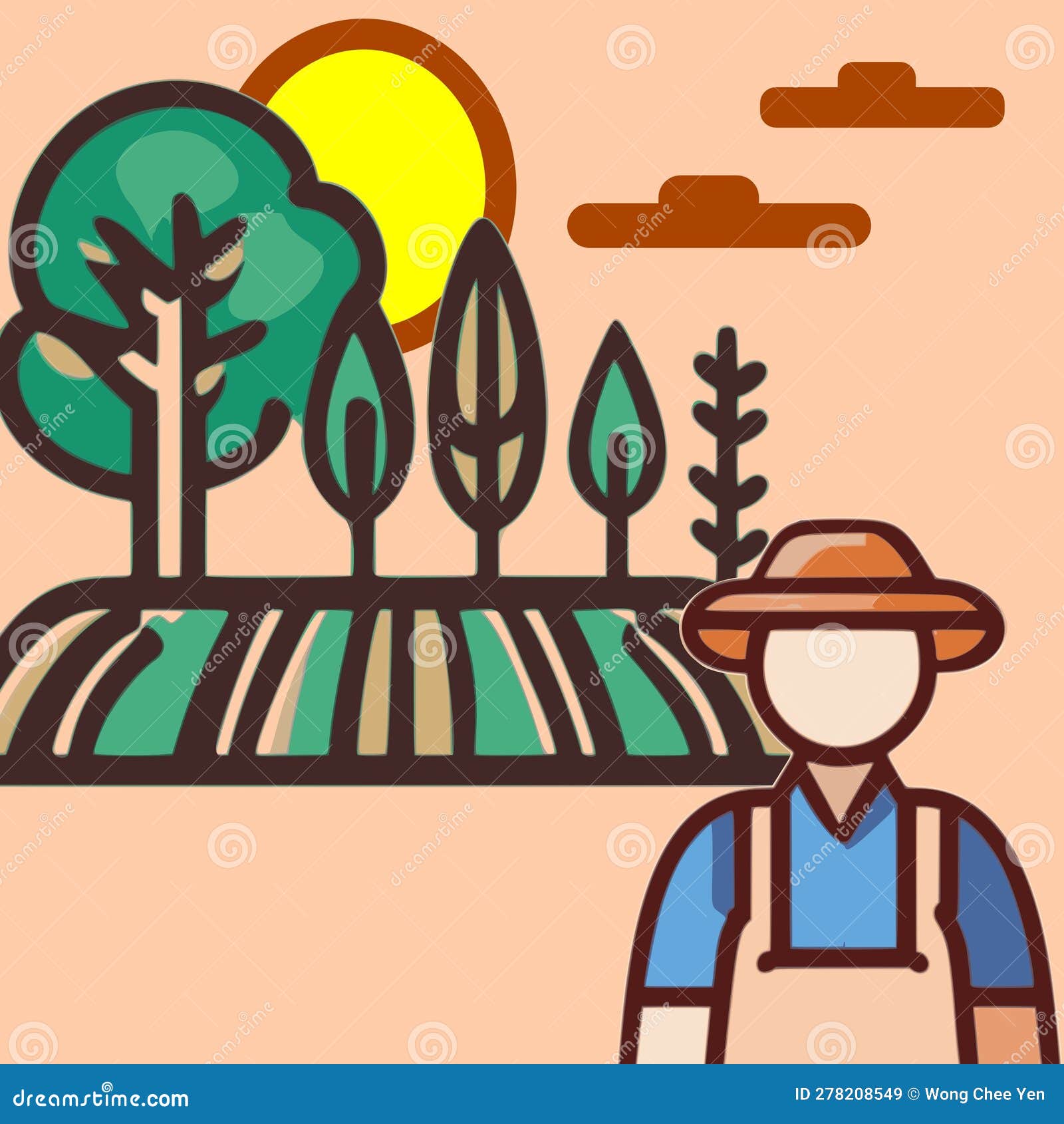 Agroforestry Farmer Sun Vector Graphic Stock Illustration ...