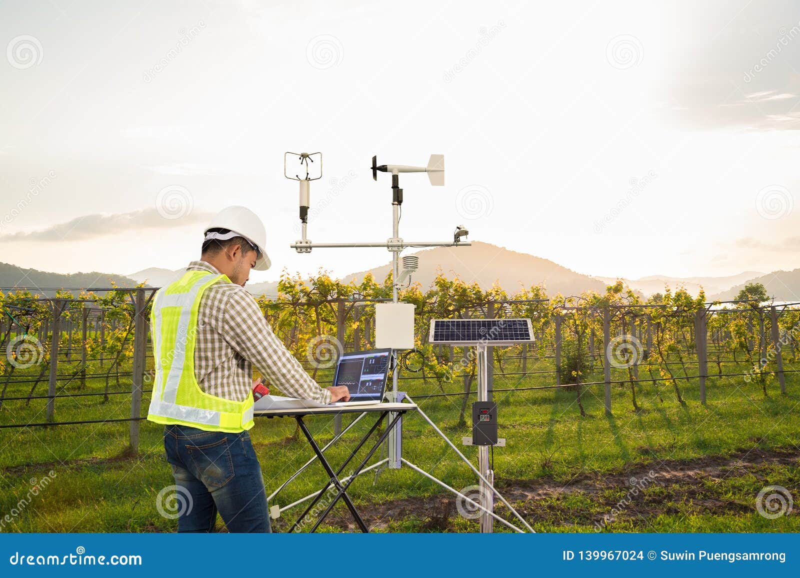Agronomist Using Tablet Computer Collect Data with Meteorological ...