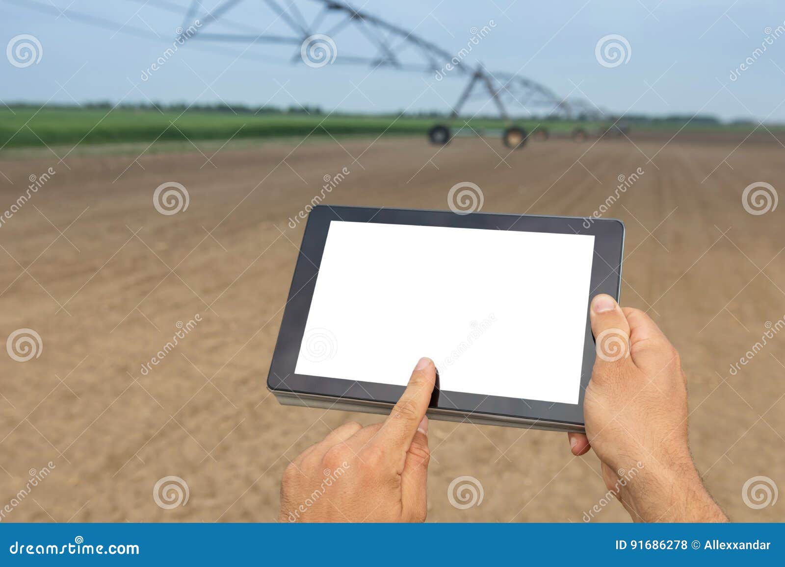 Agronomist Using Tablet Computer. Irrigation System Stock Photo - Image ...