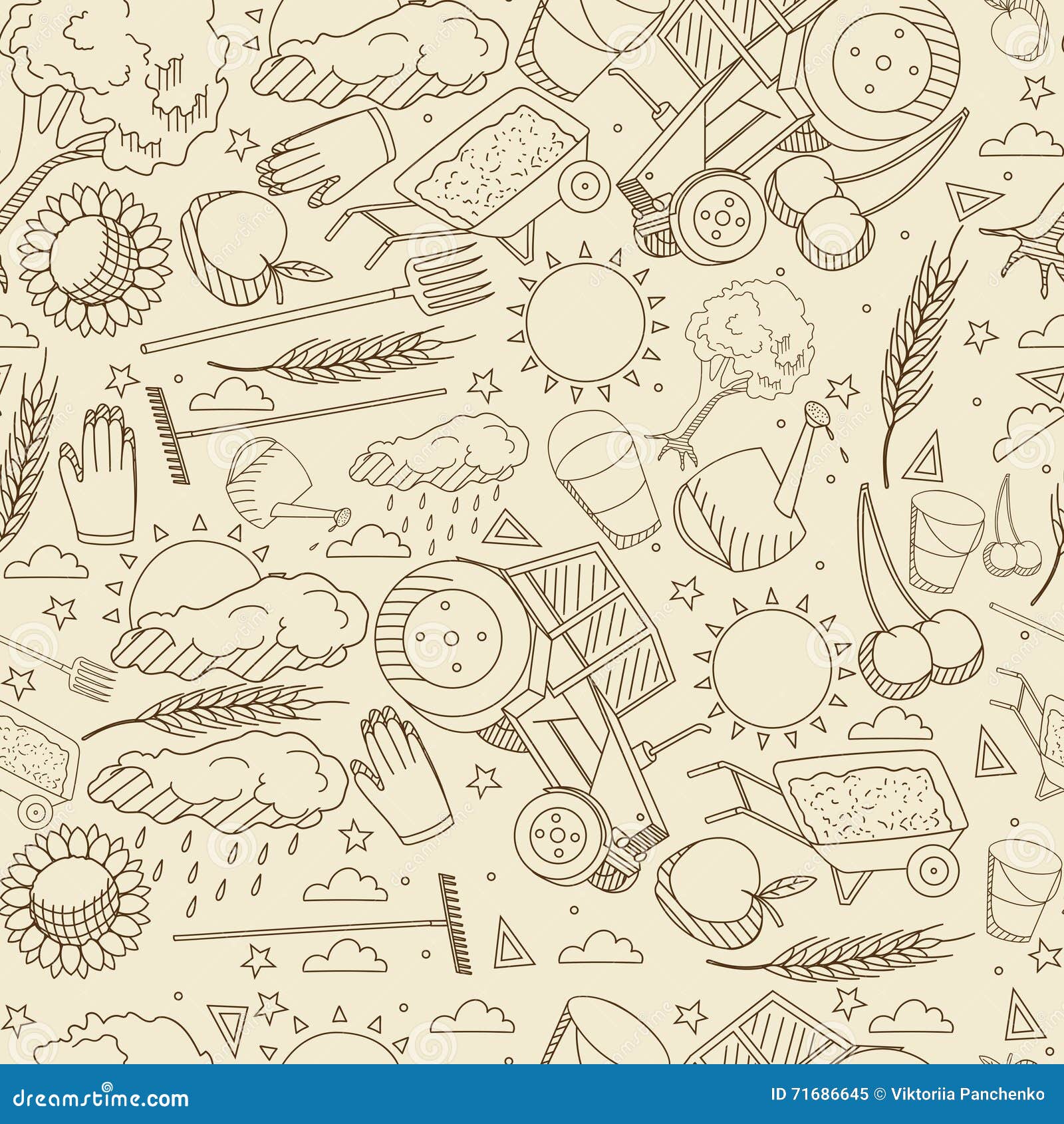 Agronomy Seamless Retro Vector Illustration Stock Vector - Illustration ...