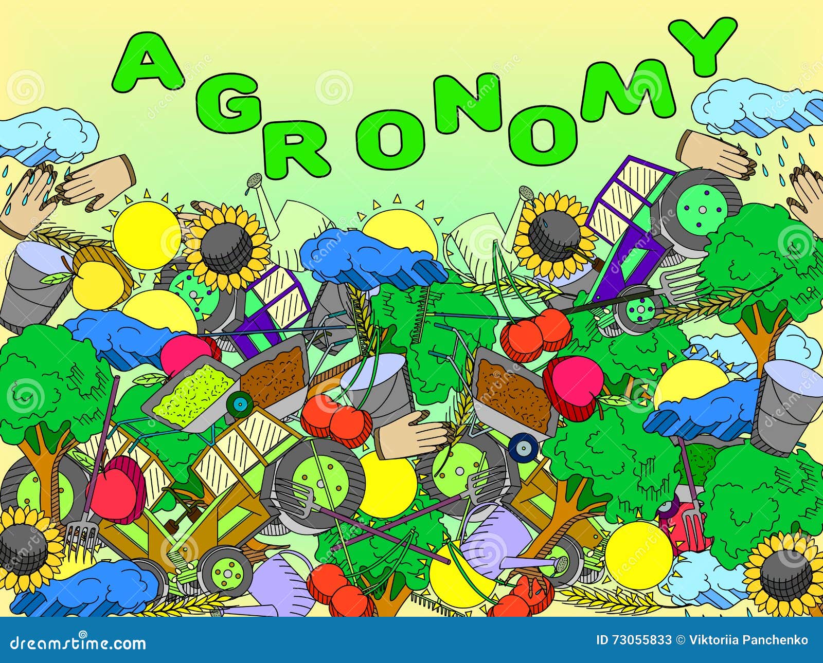 Agronomy Vector Illustration Stock Vector - Illustration of clouds ...