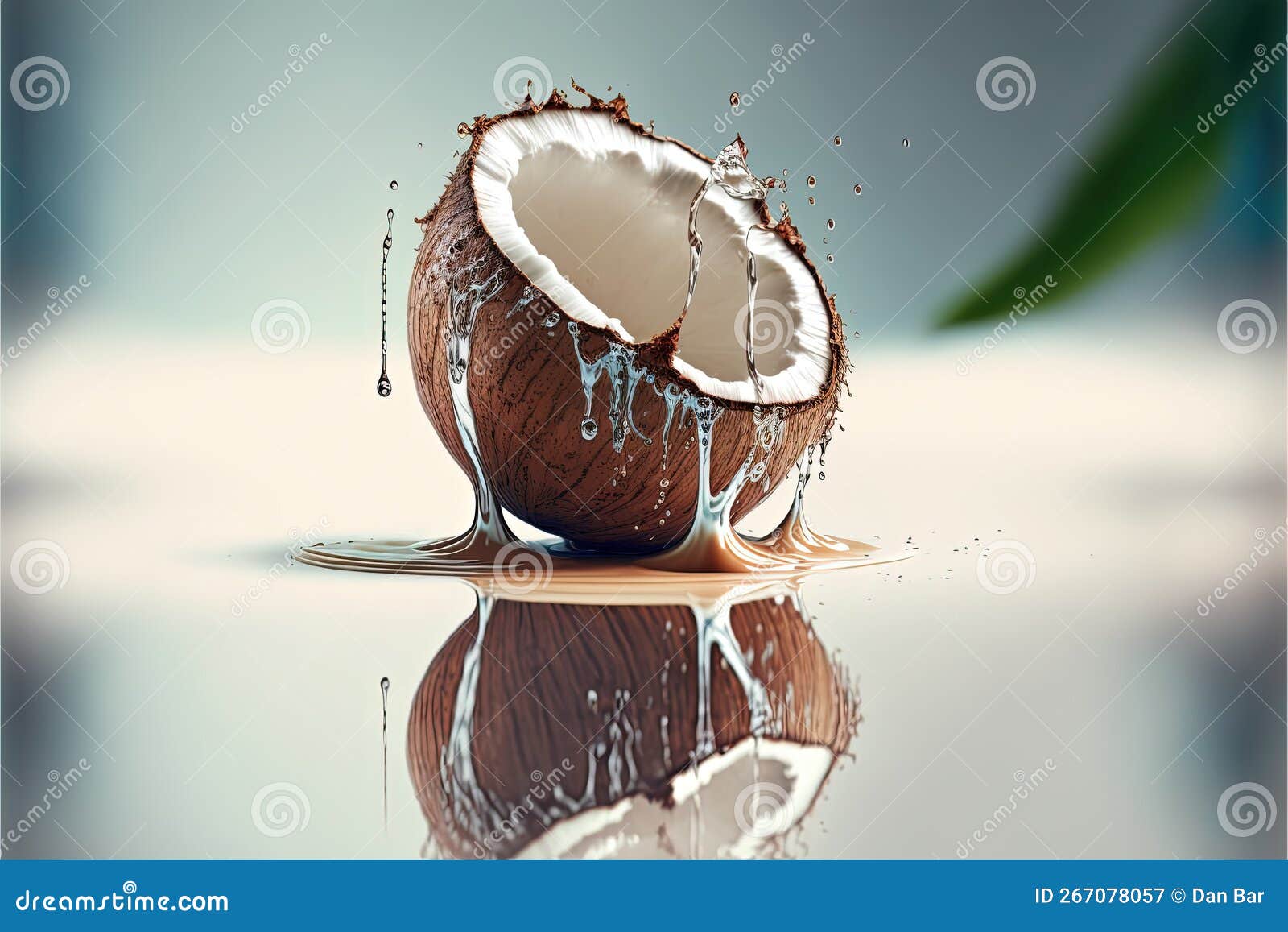 Agua De Coco De Coco Salpicar Gotas De Agua. Ai Generativo Stock de ...