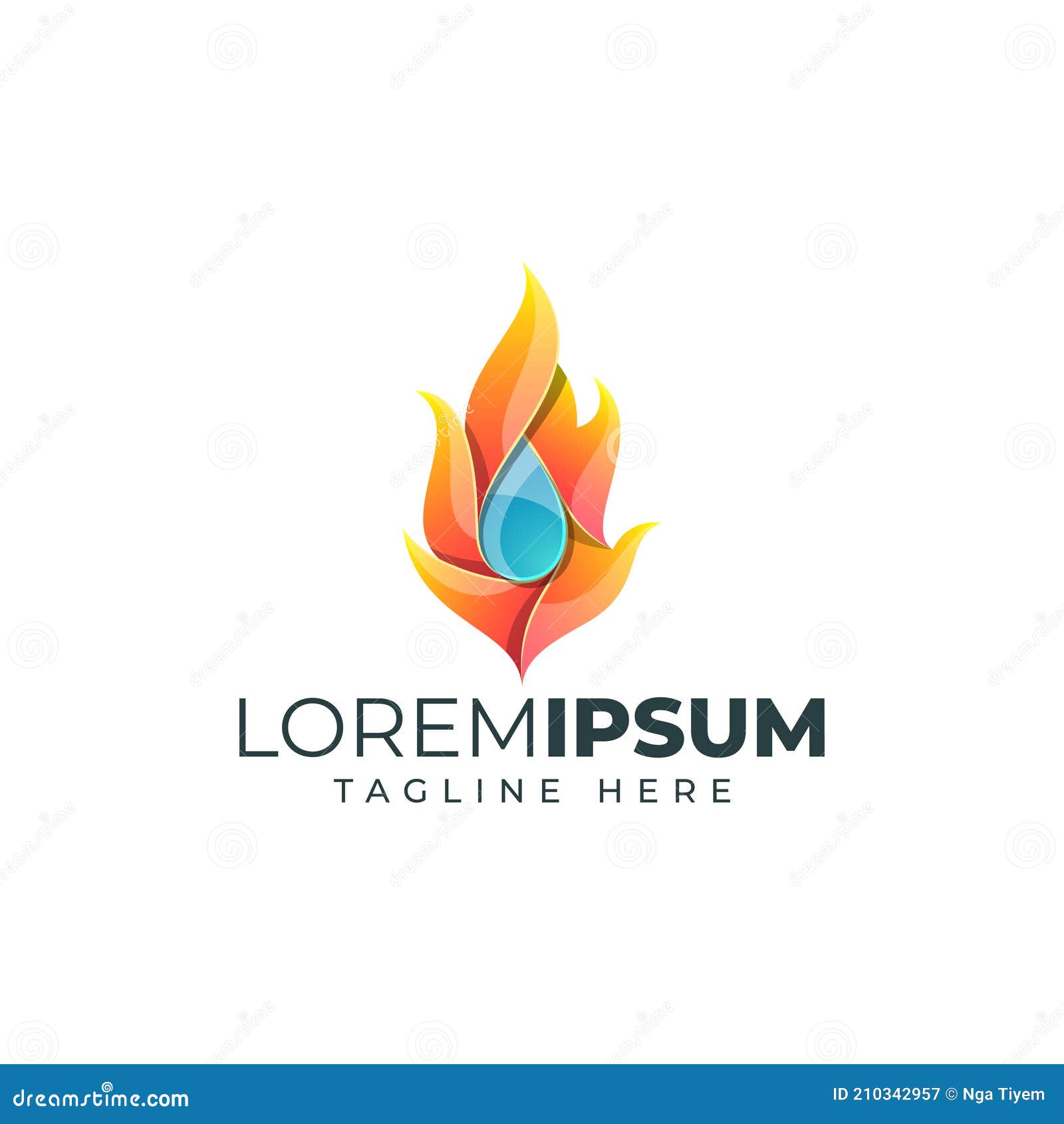 Agua En Fuego Logo Agua Caliente Logo Ilustración del Vector ...