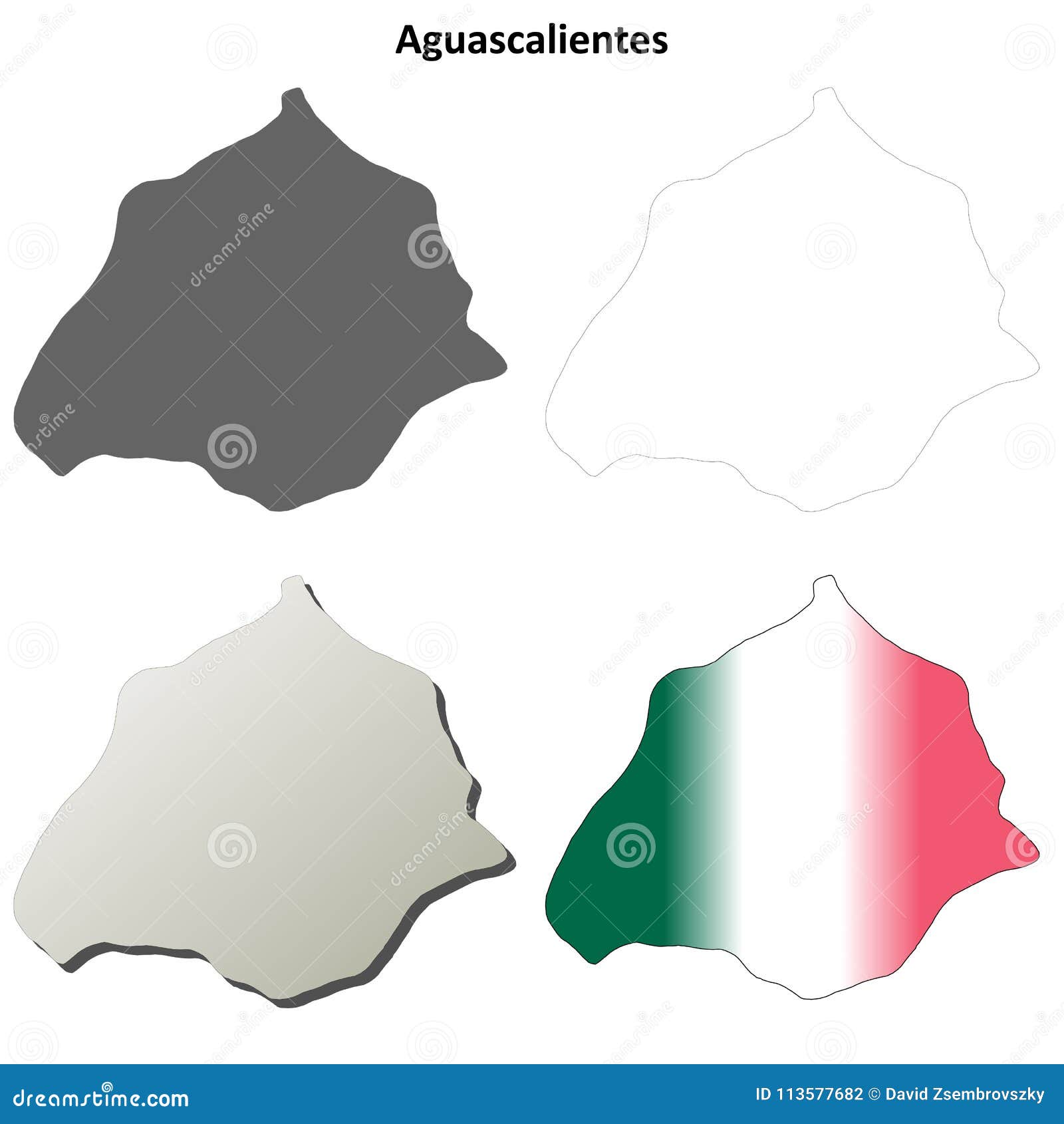 Aguascalientes Blank Outline Map Set Vector Illustration ...