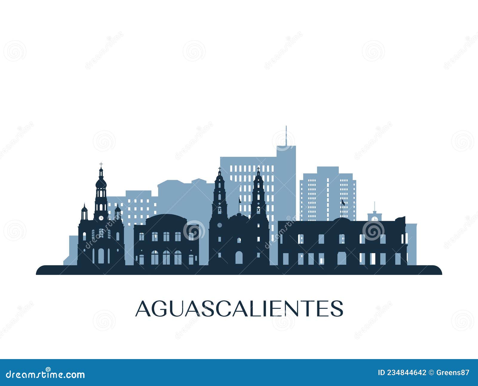 Aguascalientes Skyline, Monochrome Silhouette. Stock Vector ...