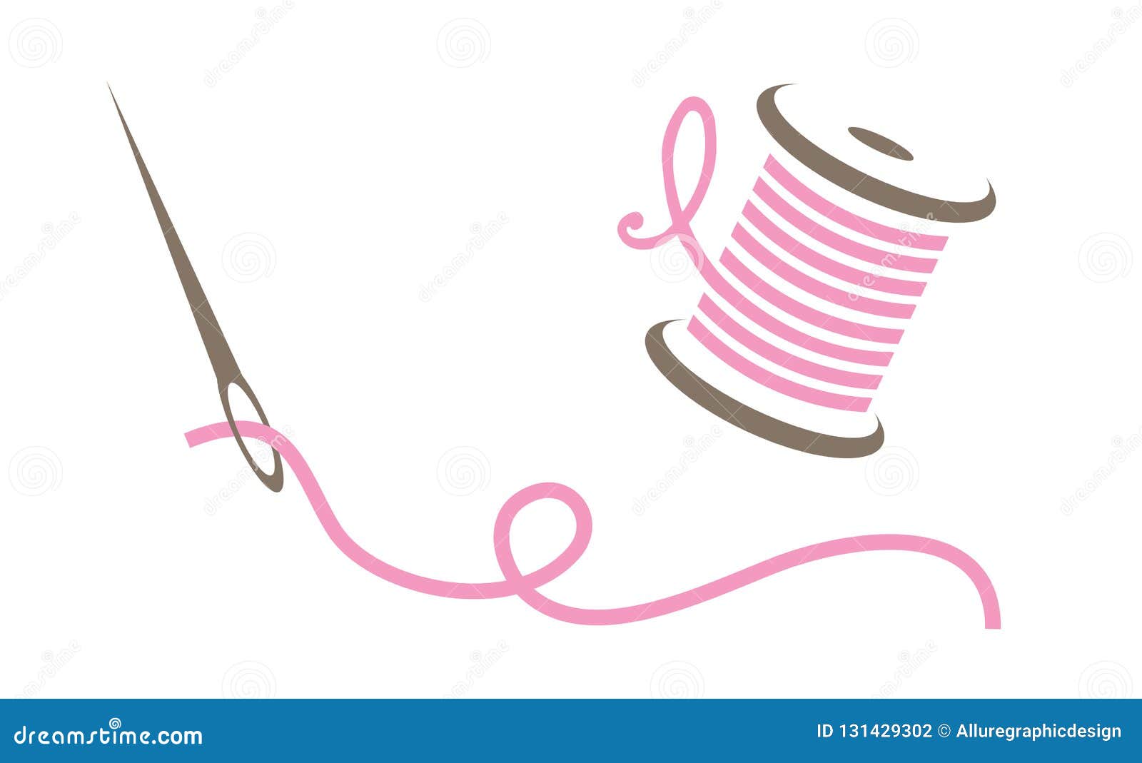 Aguja e hilo rosados stock de ilustración. Ilustración de objeto ...
